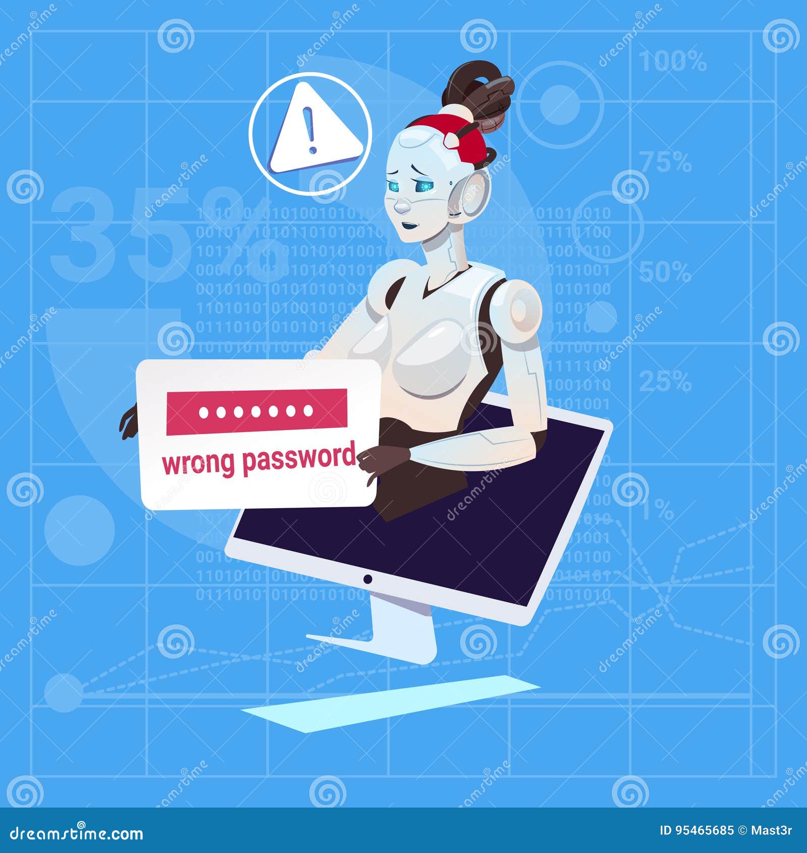 Modern Robot Female Error Wrong Password Login Problem Futuristic ...