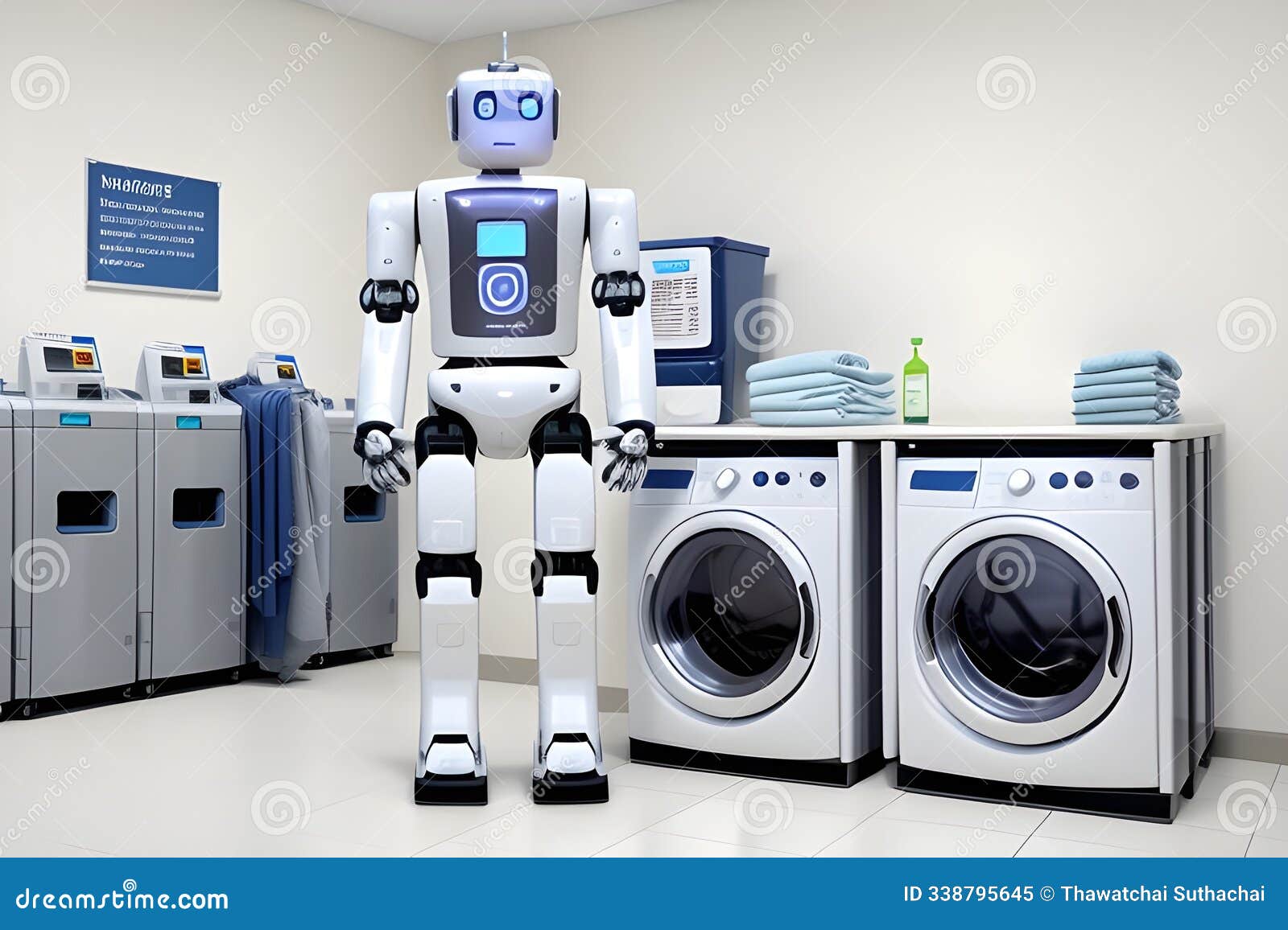 Modern Robot Helper Assisting with Laundry Chores Generative AI ...