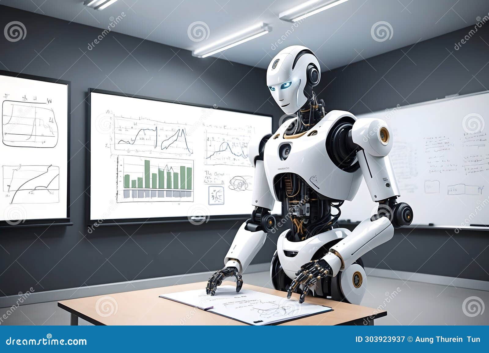 A Modern Robot Helps in Studying in the Modern World Stock Image ...