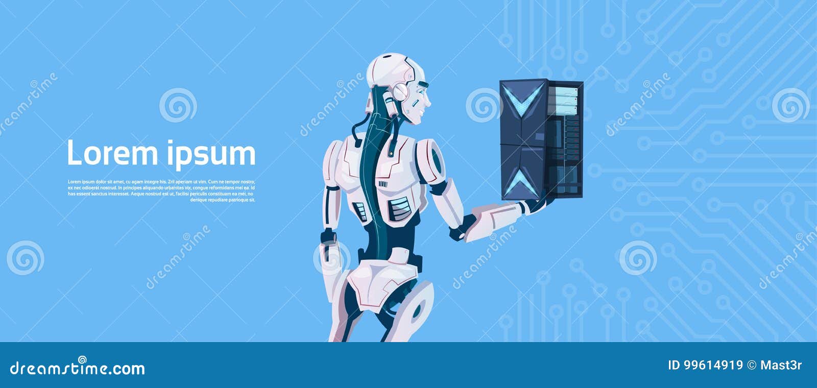 Modern Robot Hold Cloud Database Server, Futuristic Artificial ...