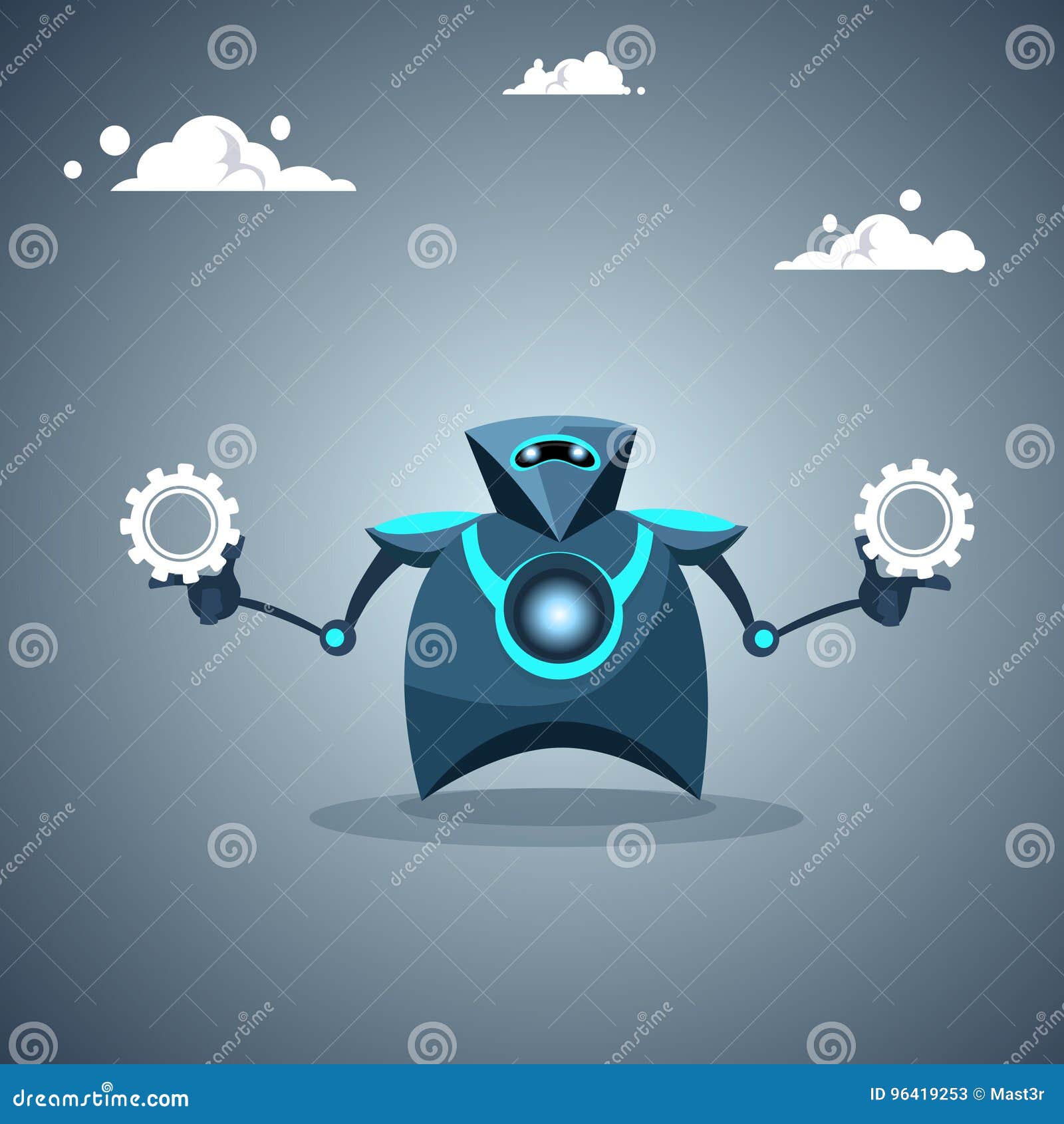 Modern Robot Holding Cog Wheel Artificial Intelligence Futuristic ...