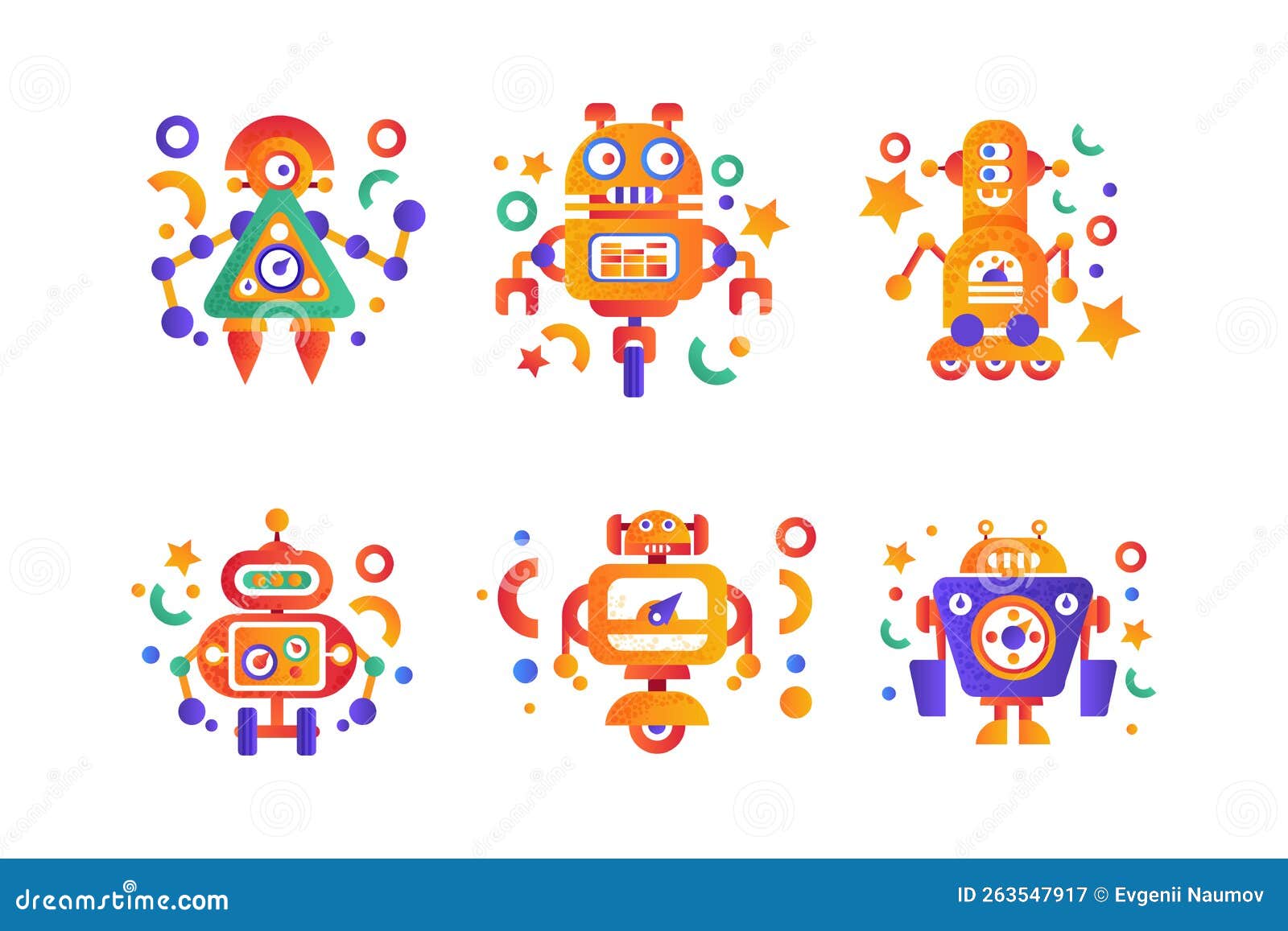 Modern Robot and Humanoid Bot with Face As Artificial Intelligence Flat ...