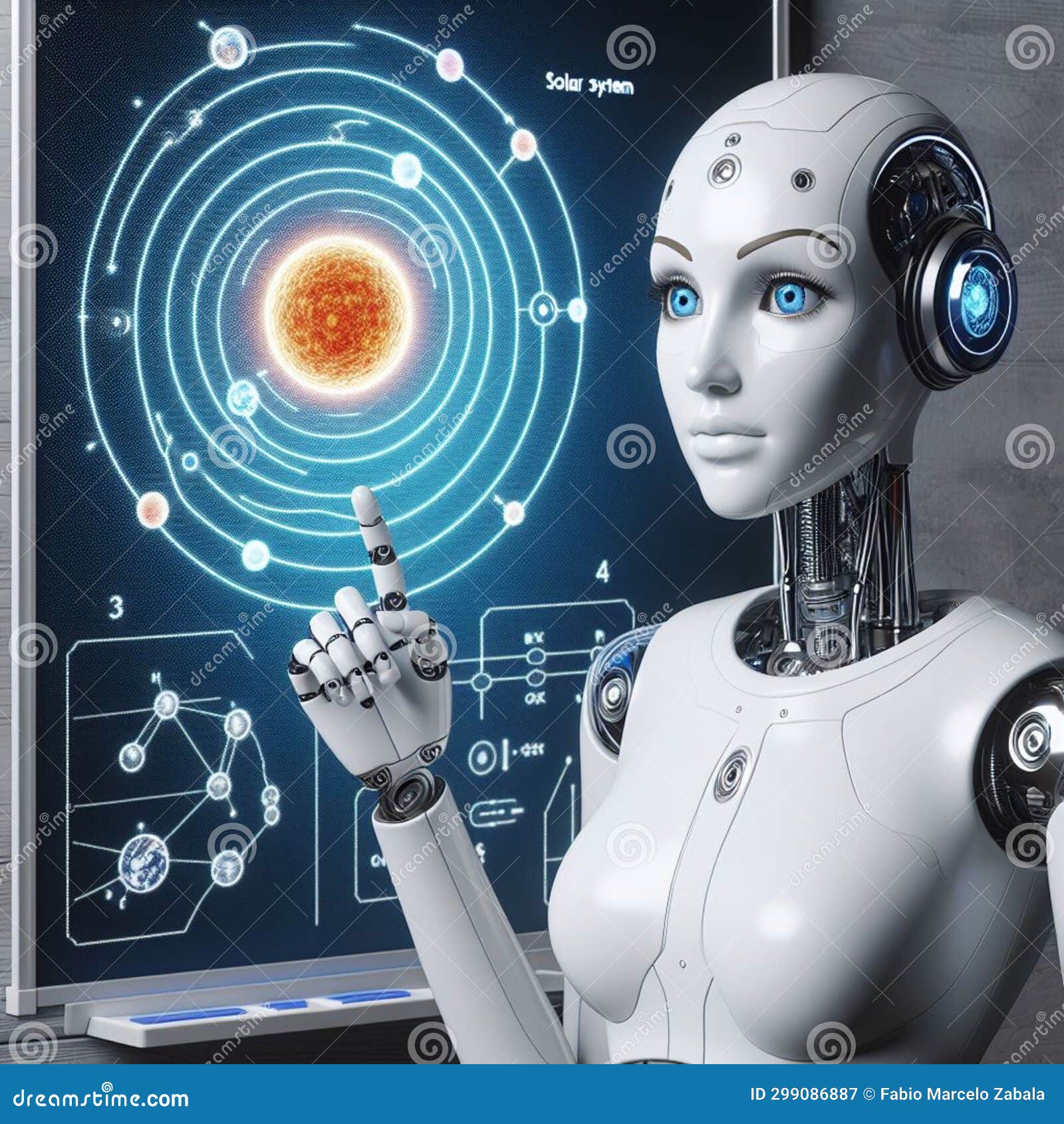 Modern Robot Interacting with an Intergalactic Screen Stock ...