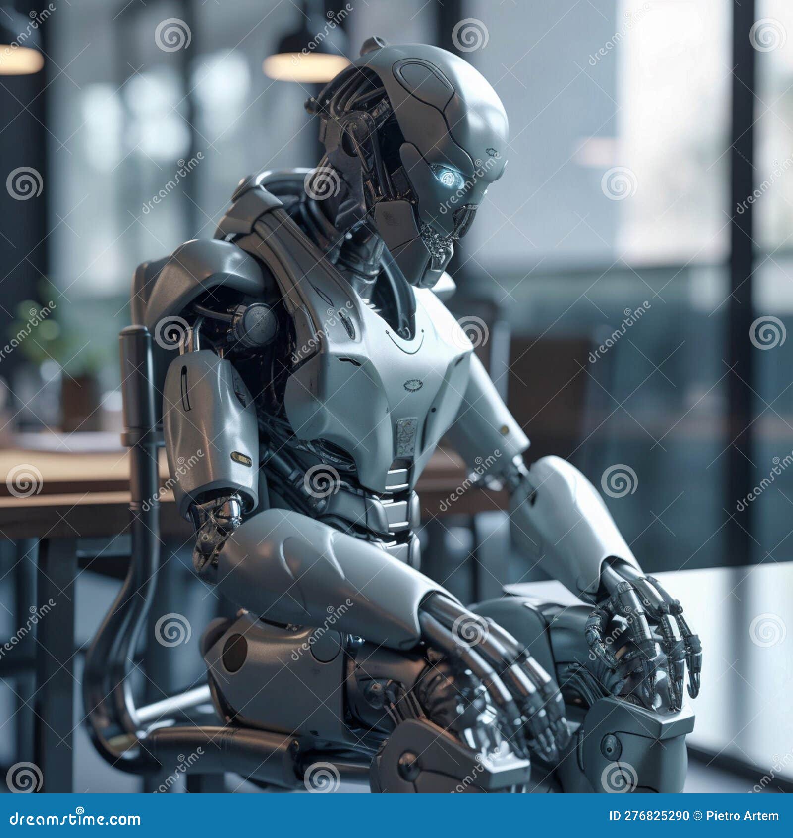 Modern Robot at an Interview with People, Generative AI Stock Photo ...