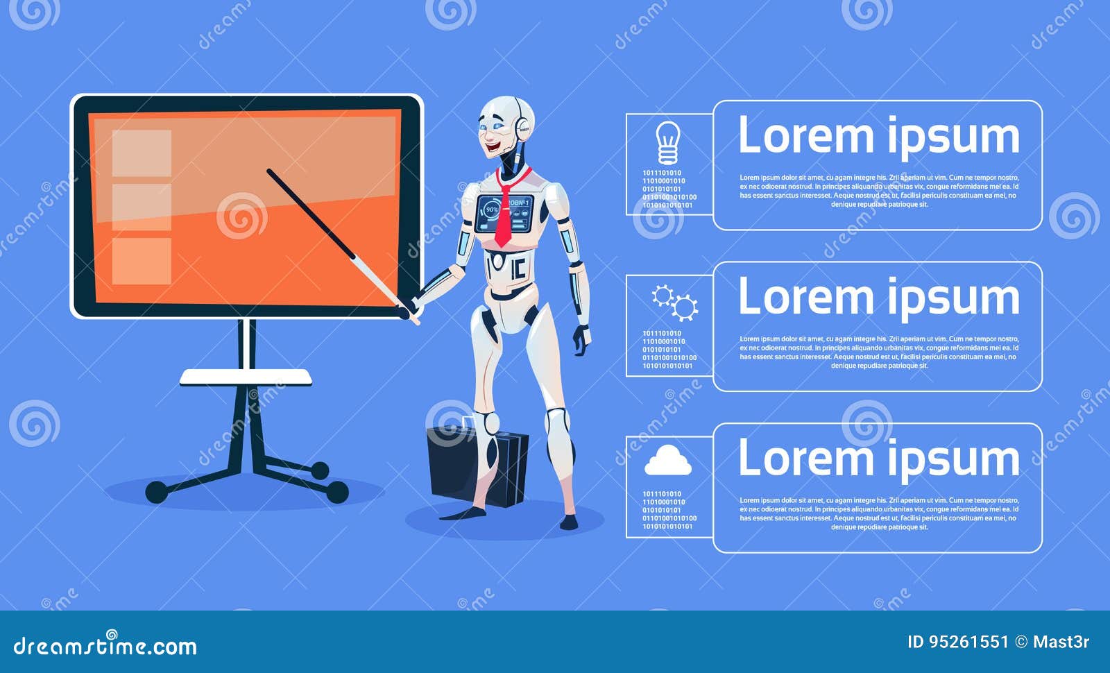 Modern Robot Leading Presentation on Digital Screen Futuristic ...