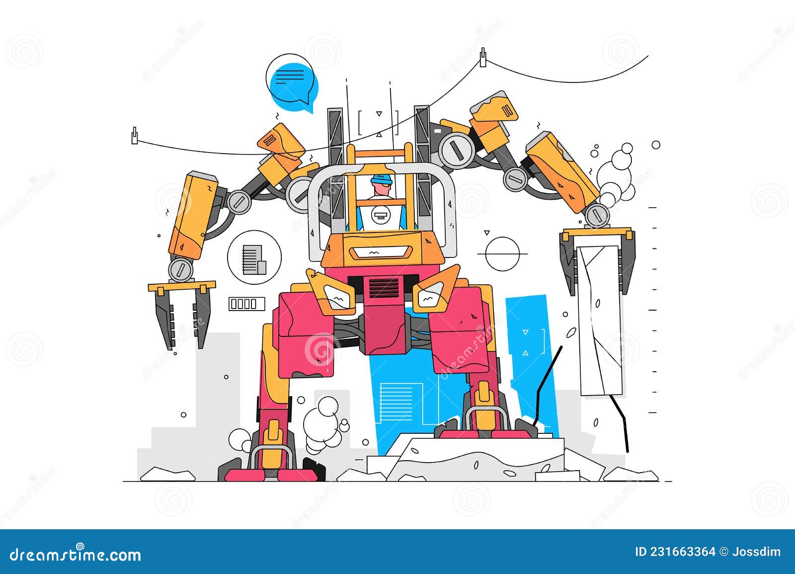 Modern robot loader stock vector. Illustration of renovation - 231663364
