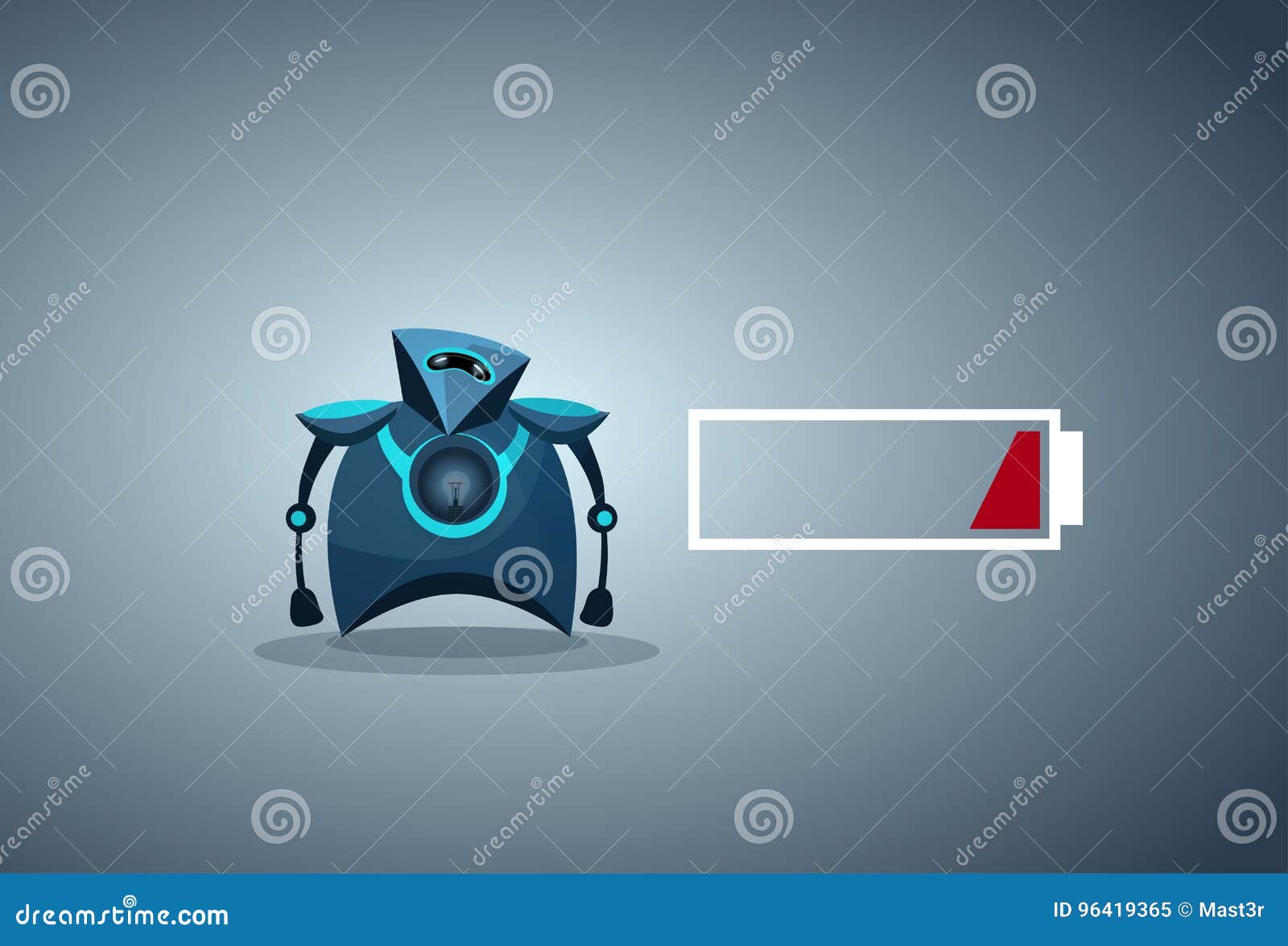 Modern Robot Low Battery Charge Artificial Intelligence Futuristic ...