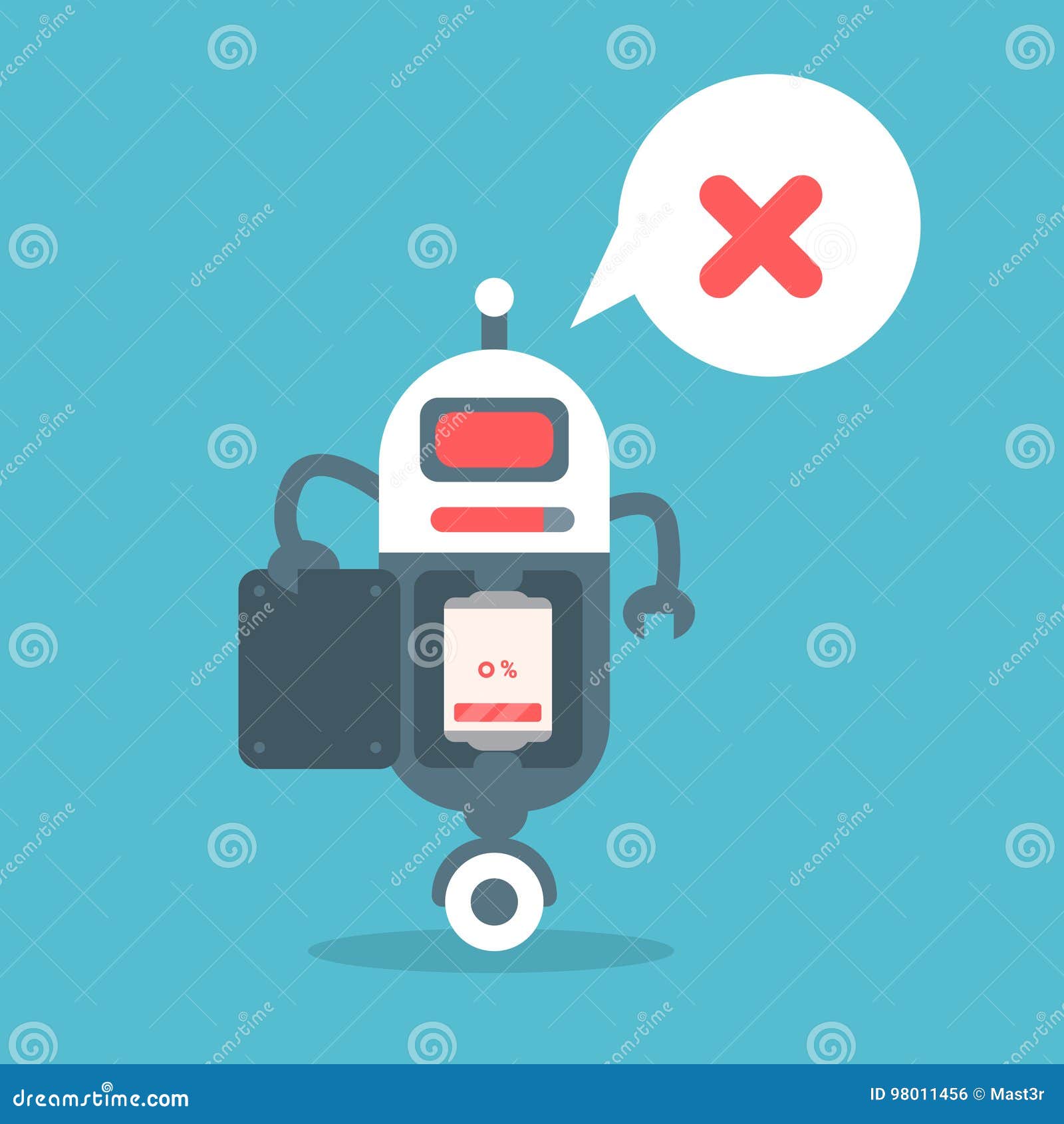 Modern Robot Low Battery Charge Message Artificial Intelligence ...