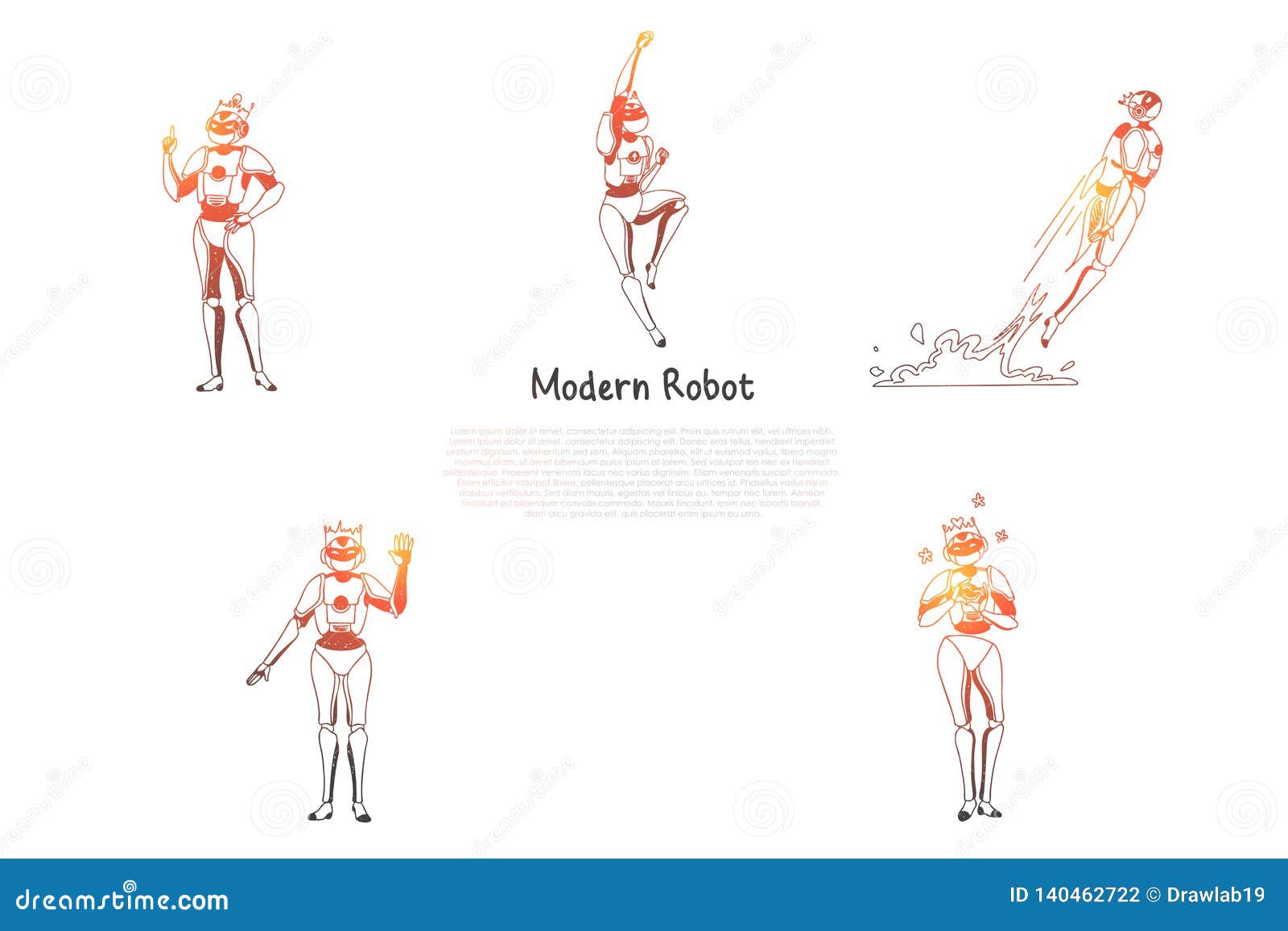 Modern Robot - Modern Robot in Different Active Poses Vector Concept ...