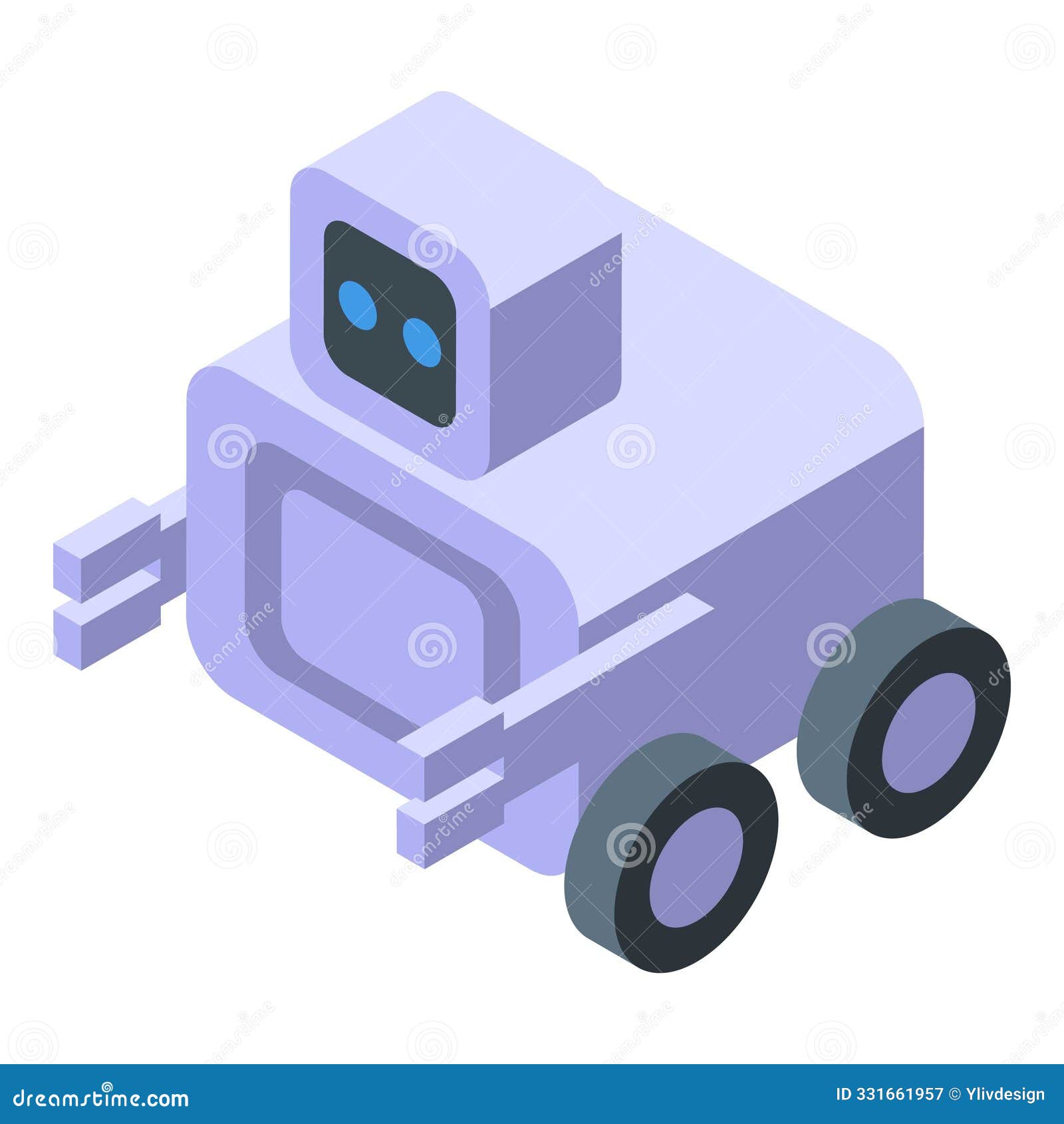 Modern Robot Moving on Wheels Isometric View Stock Vector ...