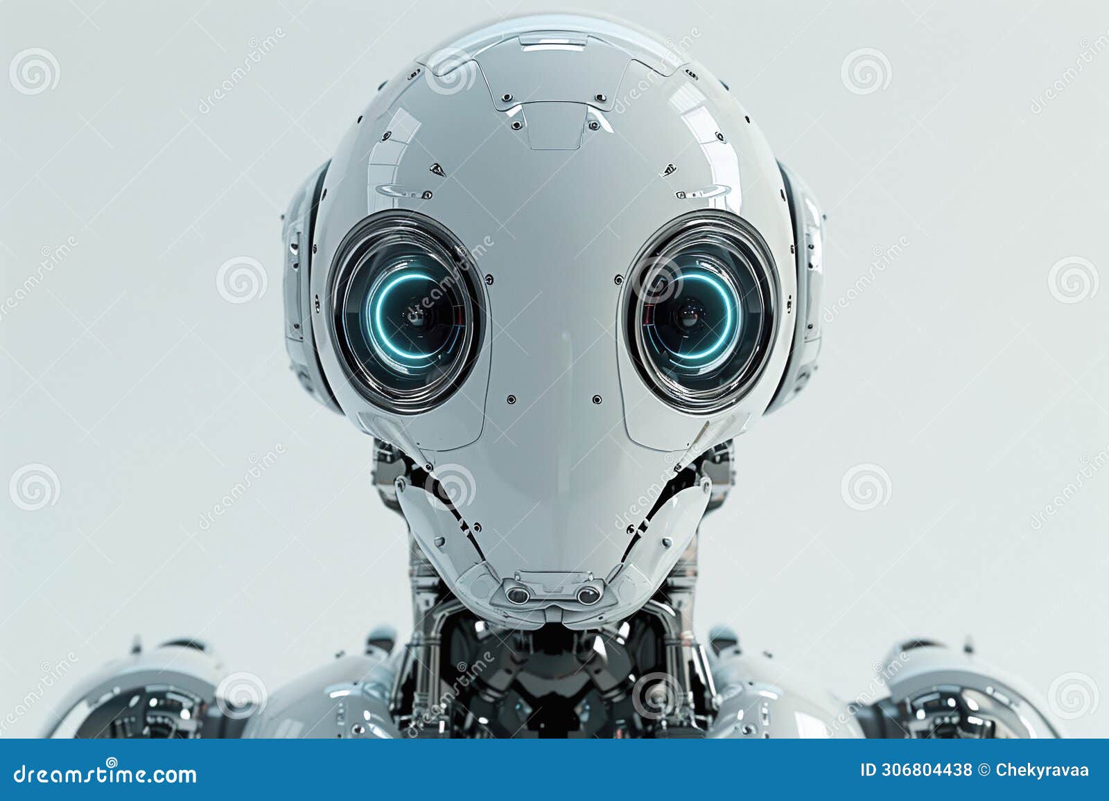 Modern Robot Portrait, Close Up, Blurred Background. Artificial ...