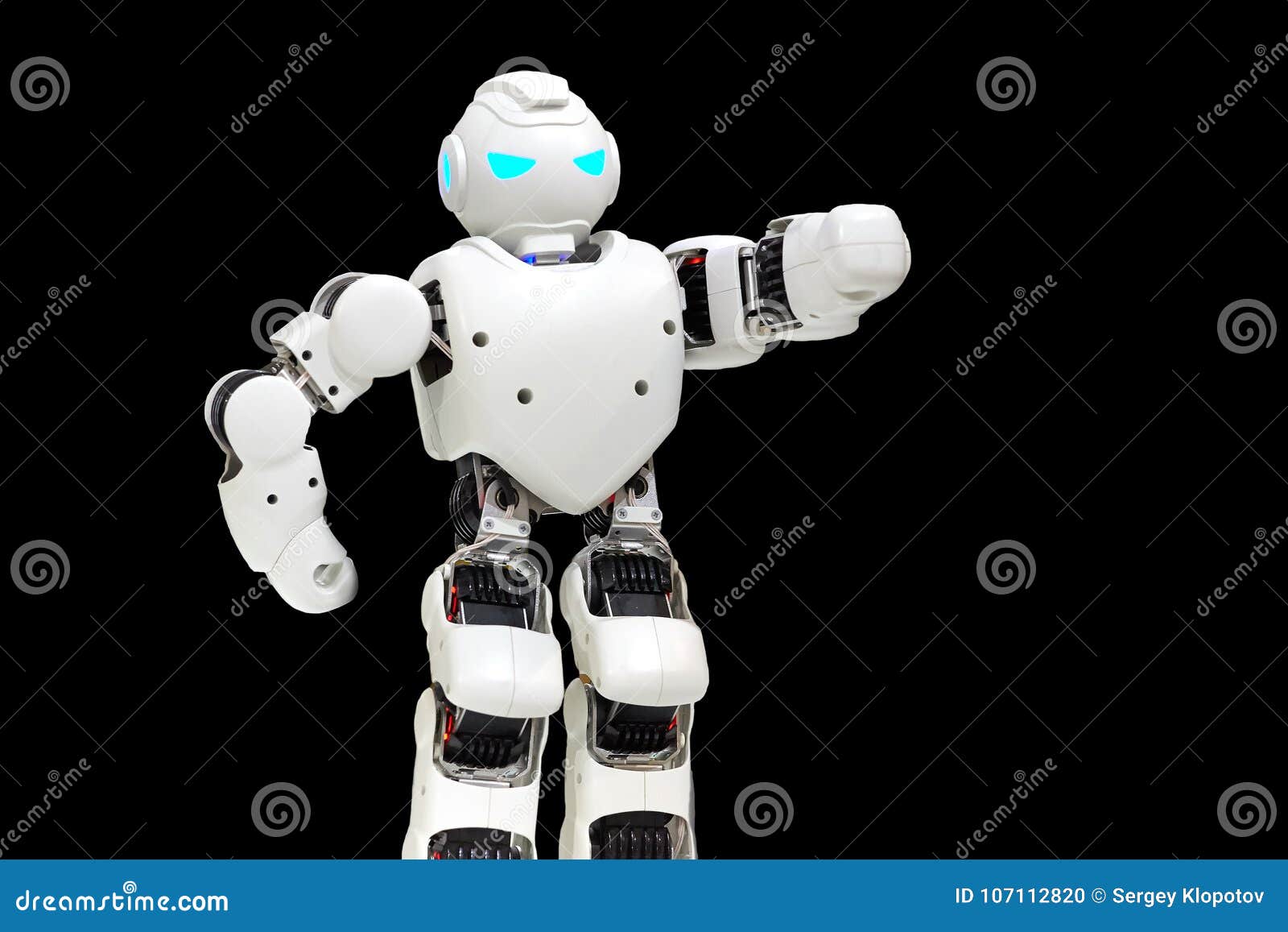 Modern Robot with a Raised Hand and Glowing Eyes. Stock Photo - Image ...