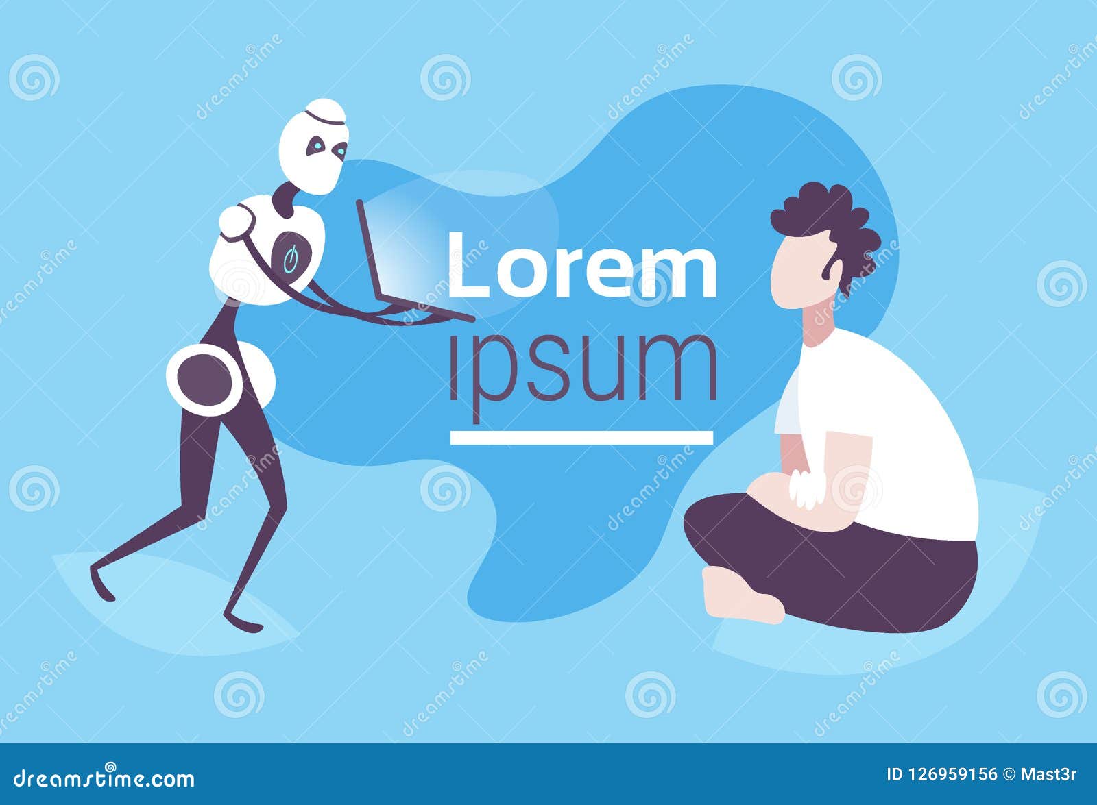 Modern Robot Showing Man Laptop Screen Robotic Machine Vs Human ...