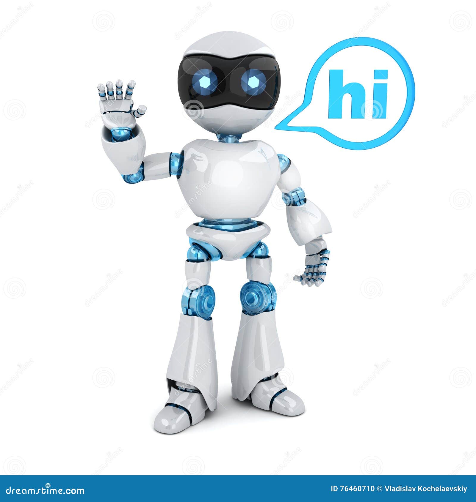 Modern robot and sign hi stock illustration. Illustration of gesture ...