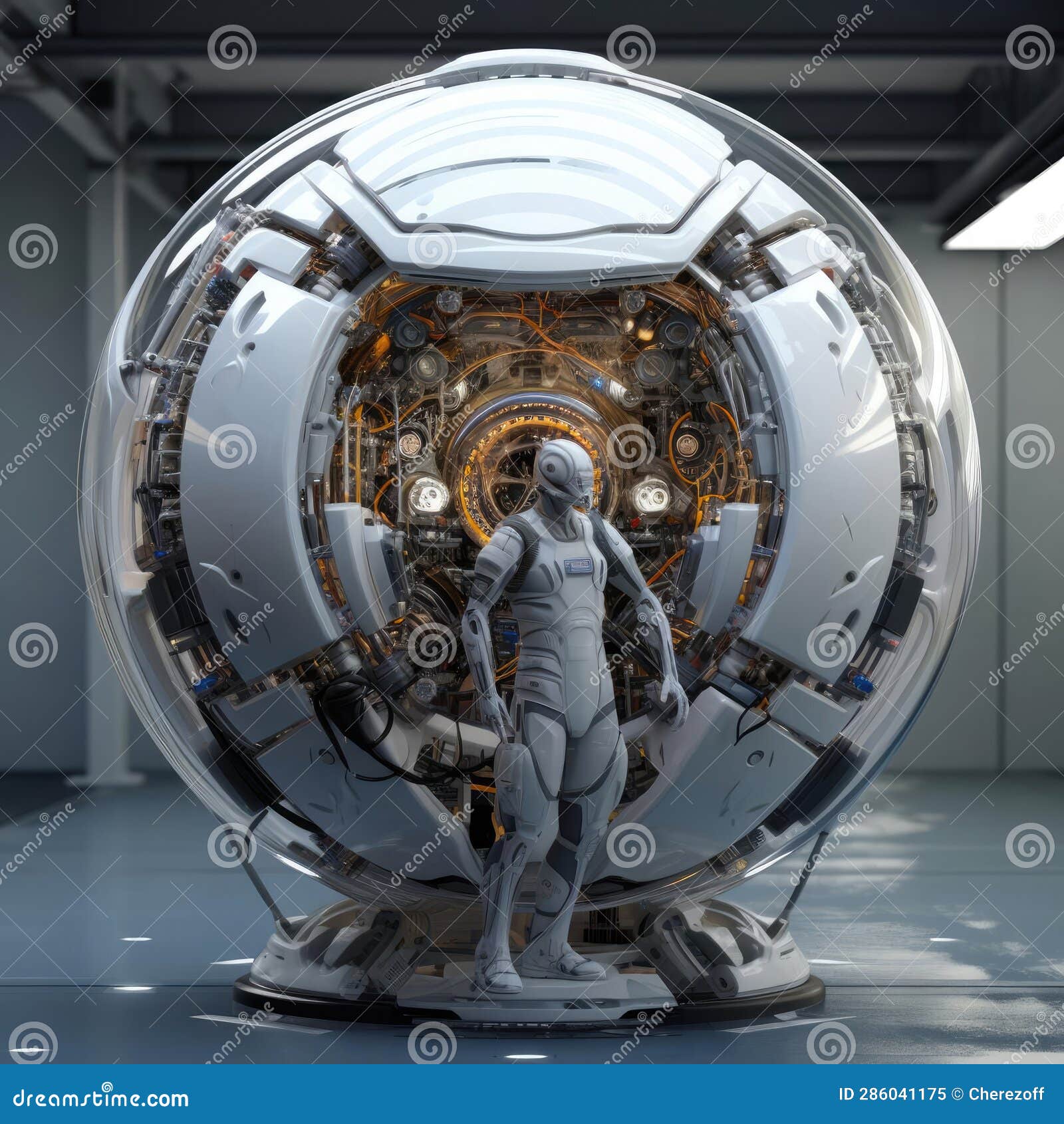 Modern Robot Sphere stock illustration. Illustration of cyborg - 286041175