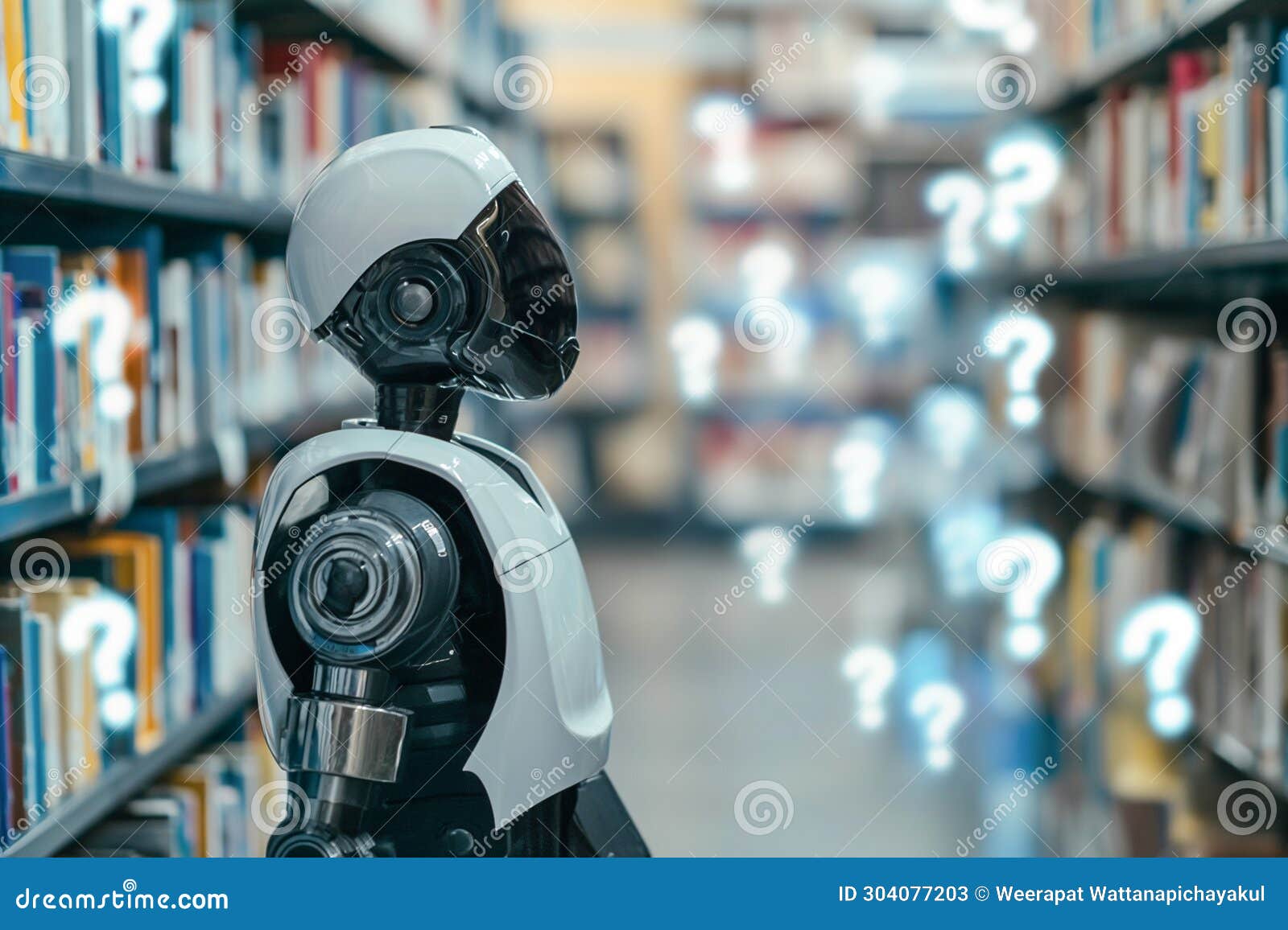 Robot At Bookshelf Stock Photography | CartoonDealer.com #15174584
