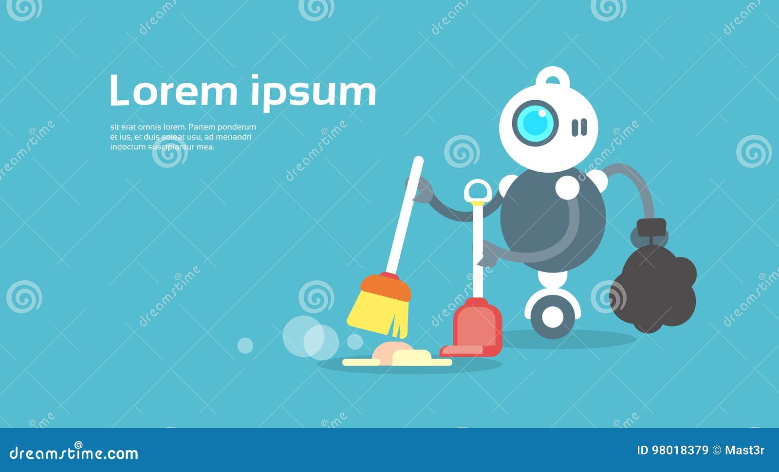 Modern Robot Sweeping Floor Artificial Intelligence Technology Concept ...