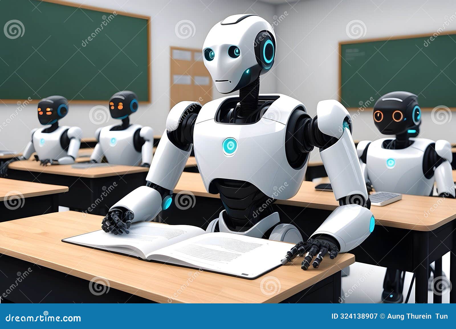 A Modern Robot Teaching in a Room Stock Image - Image of childhood ...