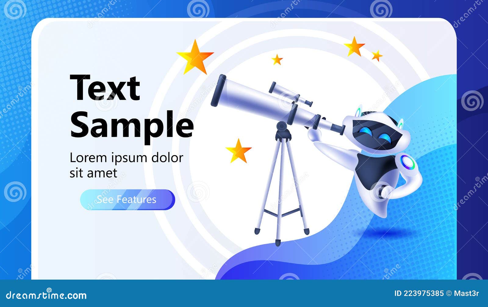 Modern Robot with Telescope Space Exploration Artificial Intelligence ...