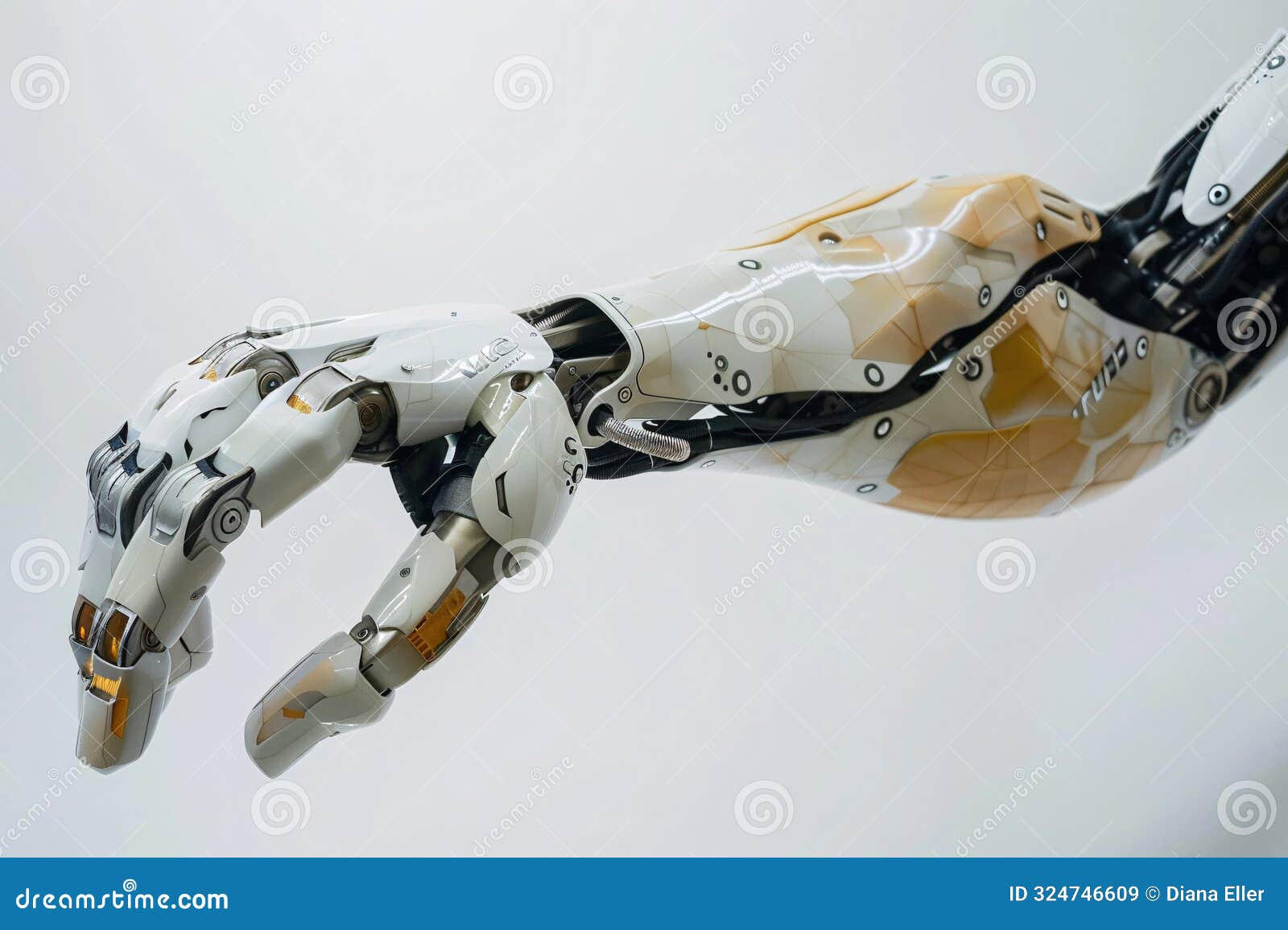 Modern Robotic Bionic Arm Isolated on White Background Stock ...