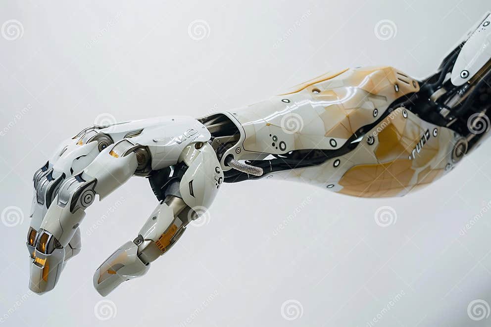 Modern Robotic Bionic Arm Isolated on White Background Stock ...