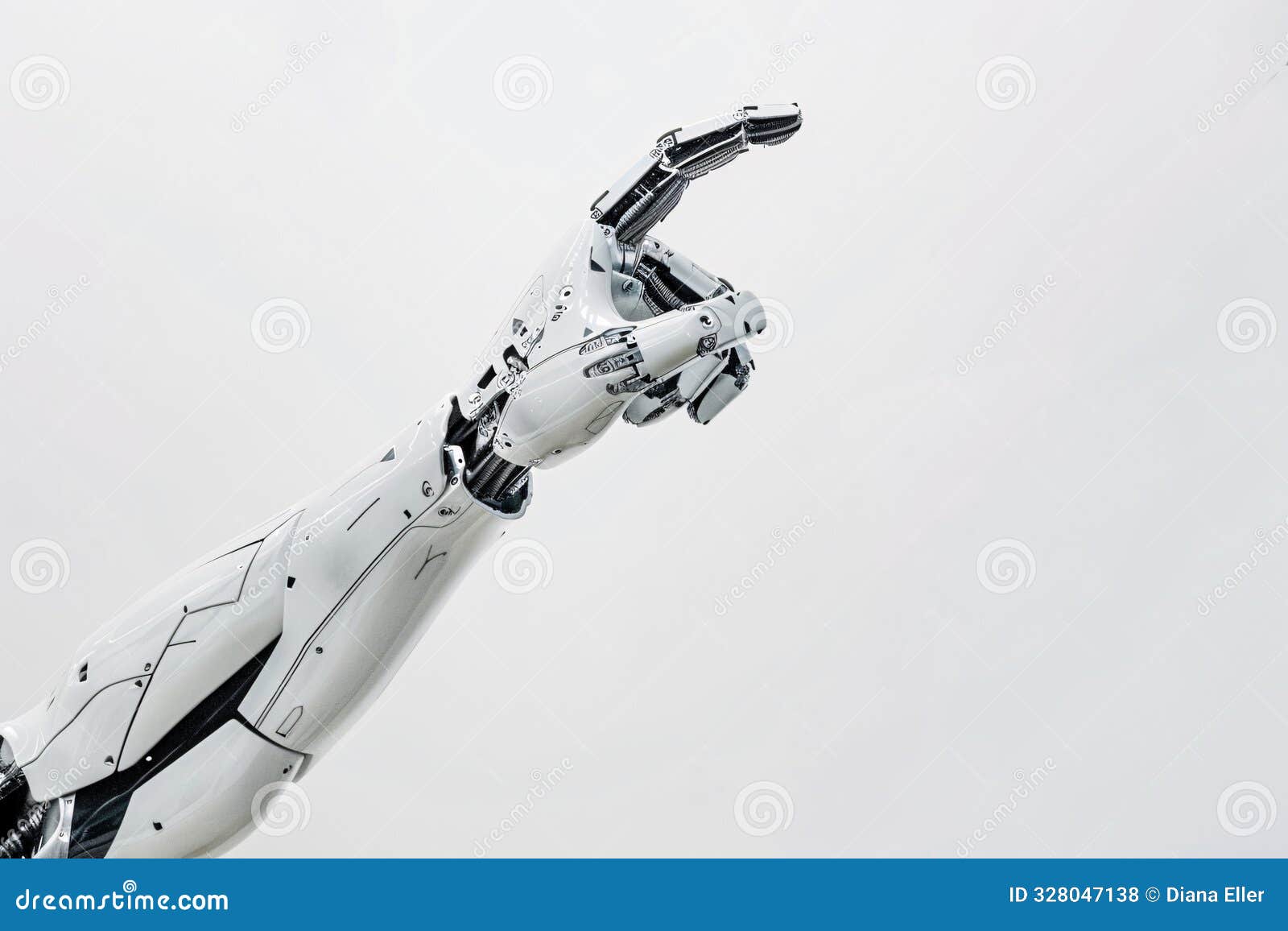 Modern Robotic Bionic Arm Pointing at Something Isolated on White ...