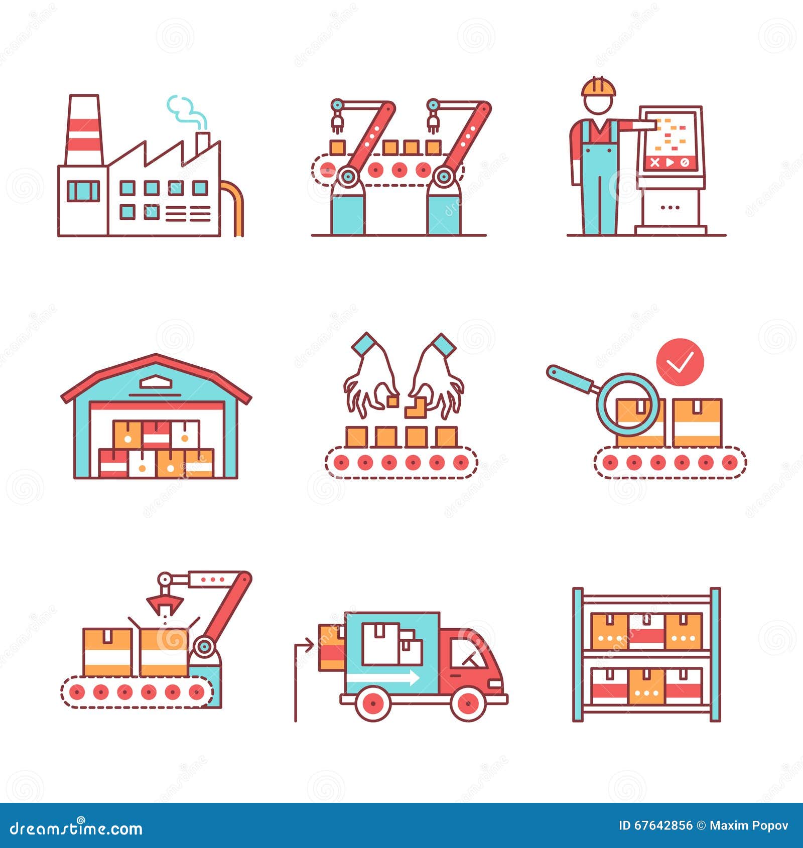 Modern Robotic, Manual Manufacturing Assembly Line Stock Vector ...