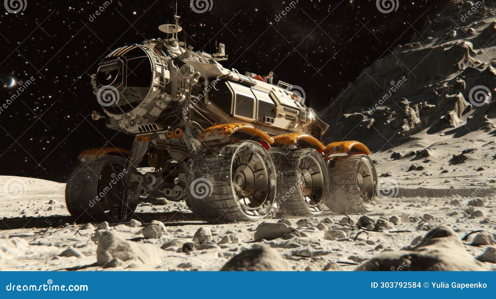 A Modern, Robotic Spacecraft is on the Moon with it S Wheels Off Stock ...