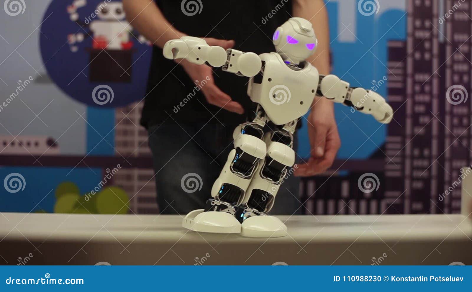 Modern Robotic Technologies. the Robot Moves Its Arms and Legs ...