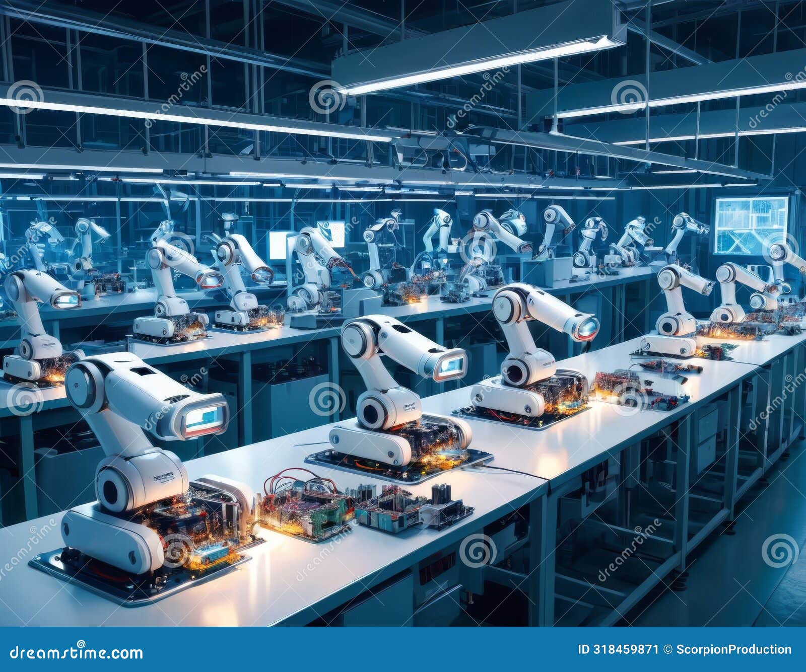 Modern Robotics Production Line Stock Image - Image of engineering ...