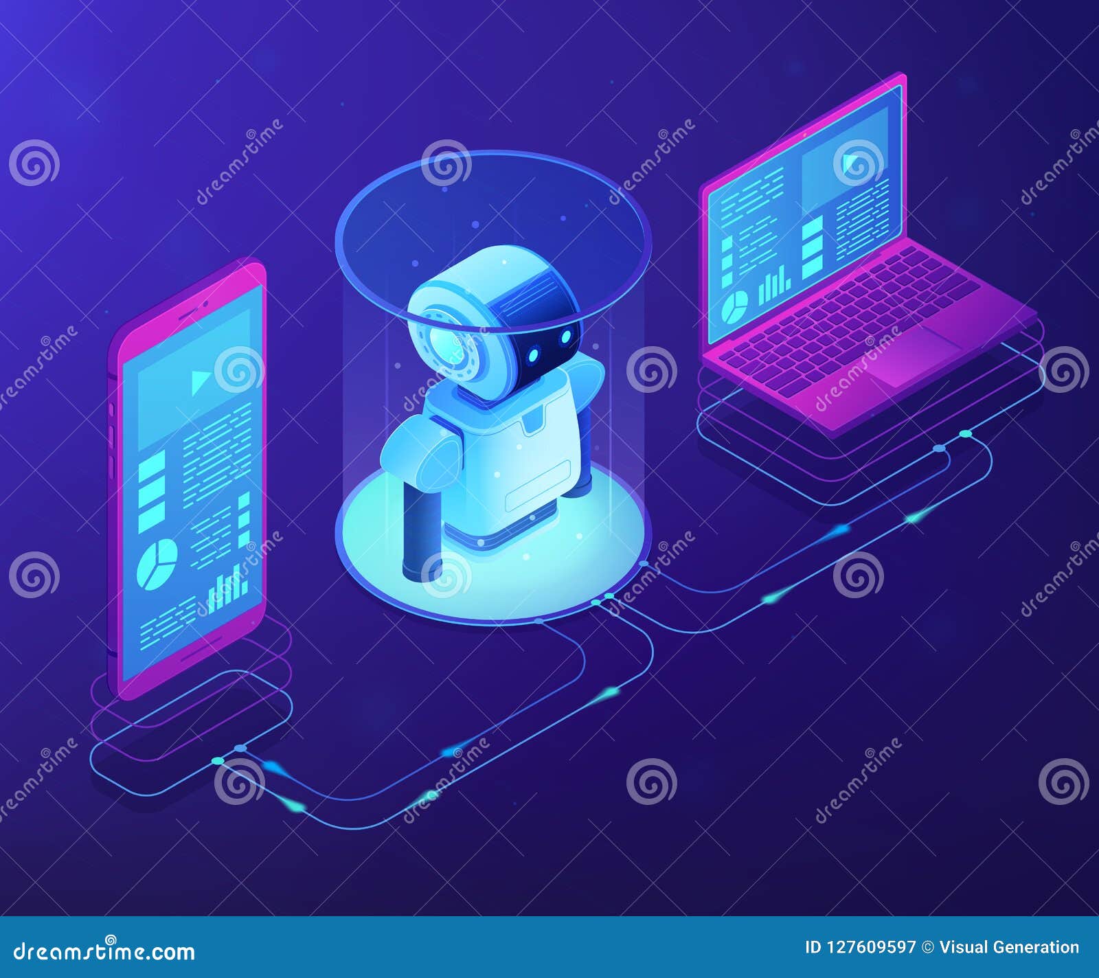 Wifi Controlled Robotics Concept Vector Isometric Illustration Stock Vector Illustration Of