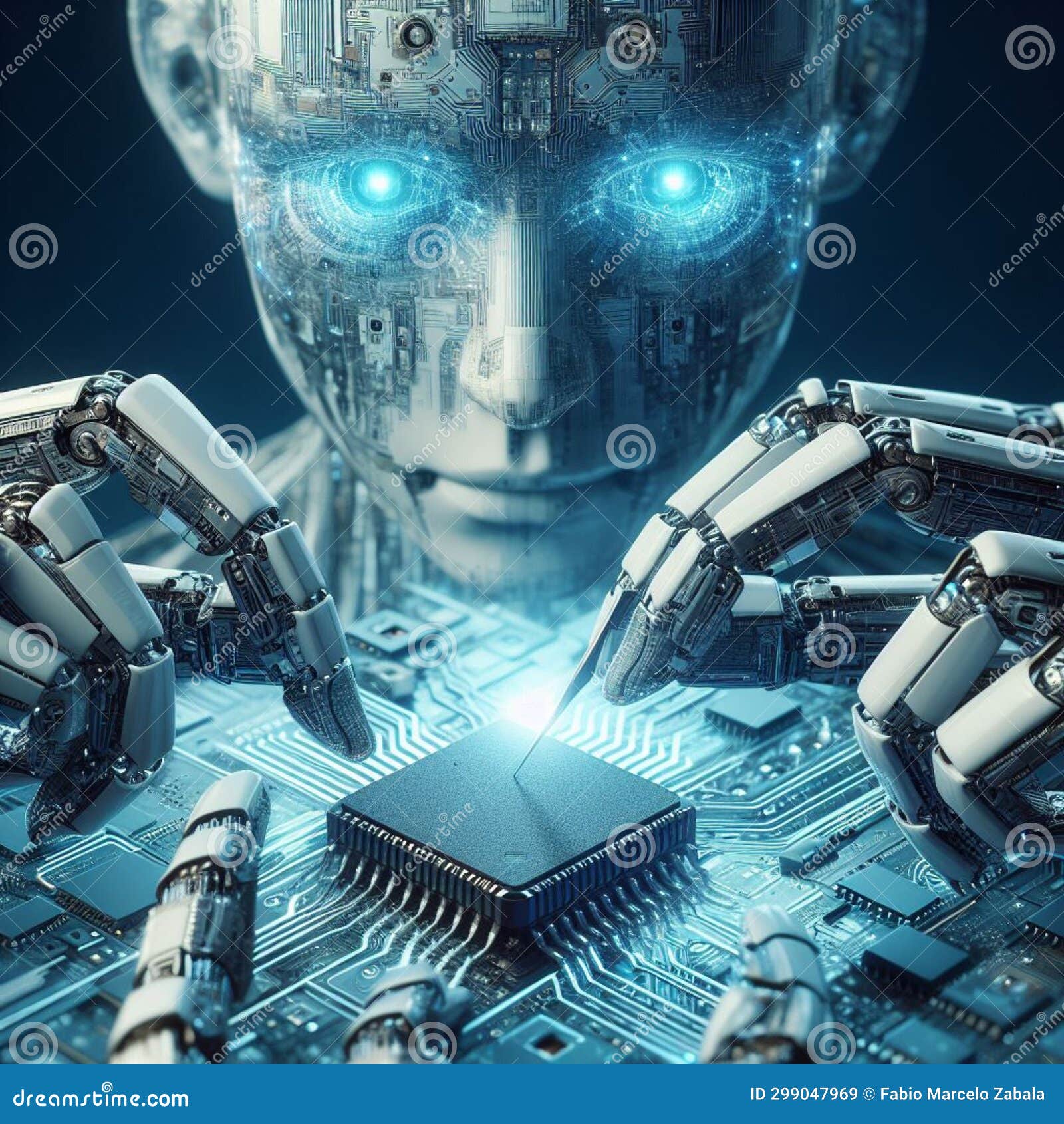 Modern Robots with Artificial Intelligence, with Blue Eyes Stock ... Modern Robots with Artificial Intelligence, with Blue Eyes Stock ...