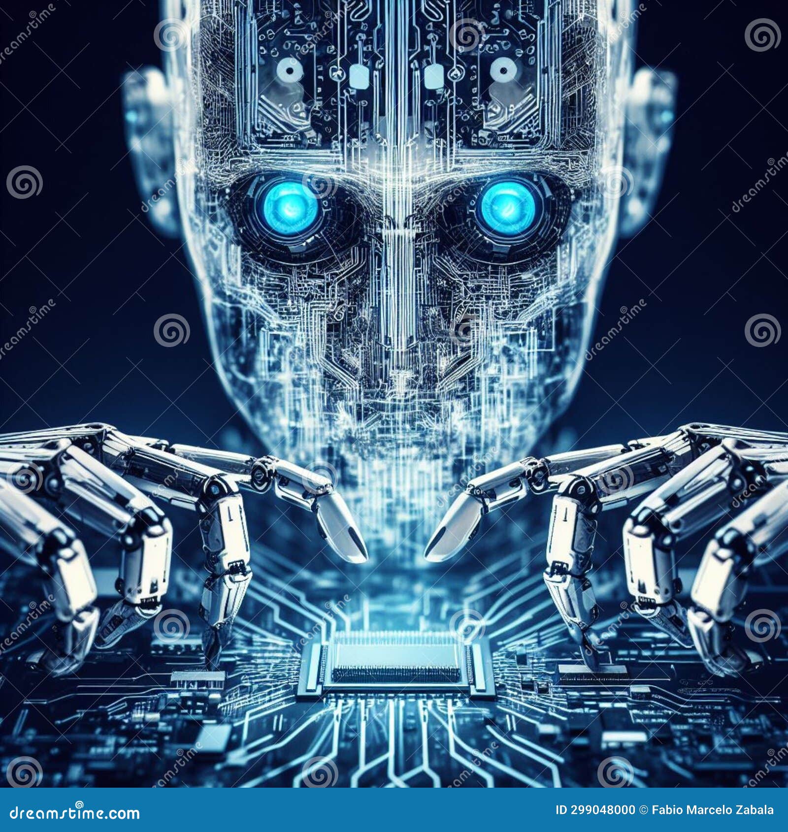 Modern Robots with Artificial Intelligence, with Blue Eyes Stock ... Modern Robots with Artificial Intelligence, with Blue Eyes Stock ...