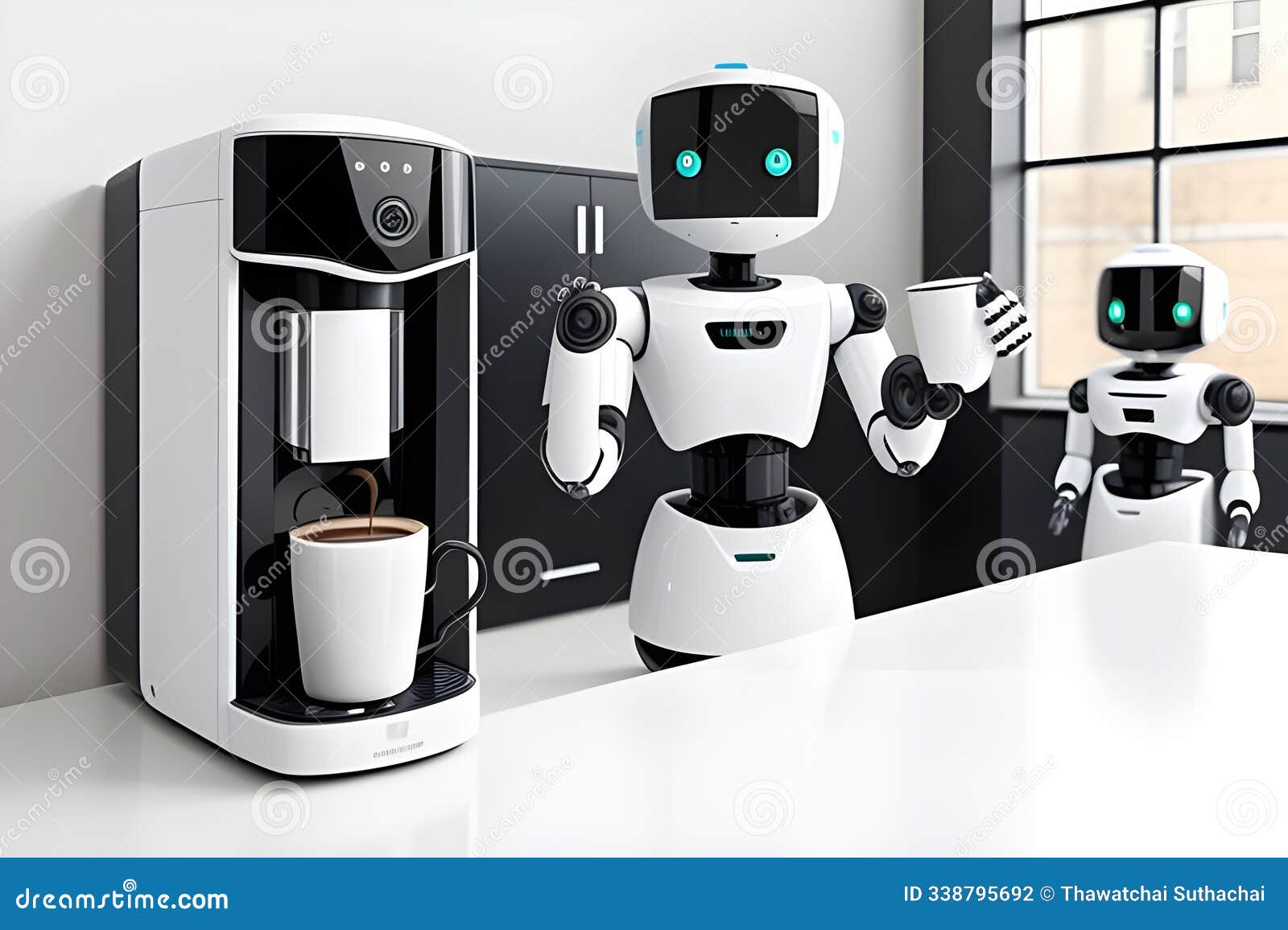 Modern Robots Helping To Make Coffee instead of Humans Generative AI ...
