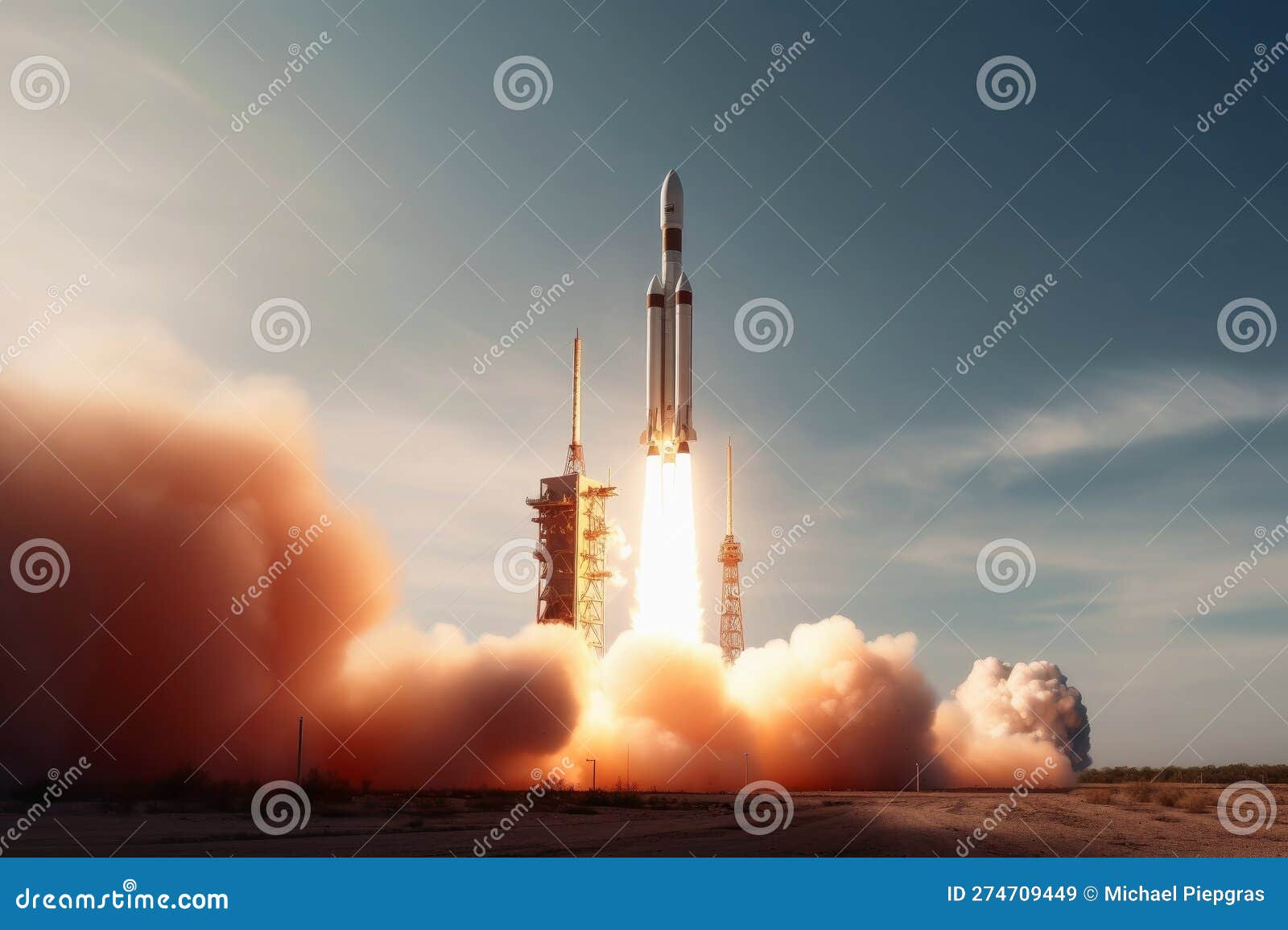 A Modern Rocket Launching from Earth Created with Generative AI ...