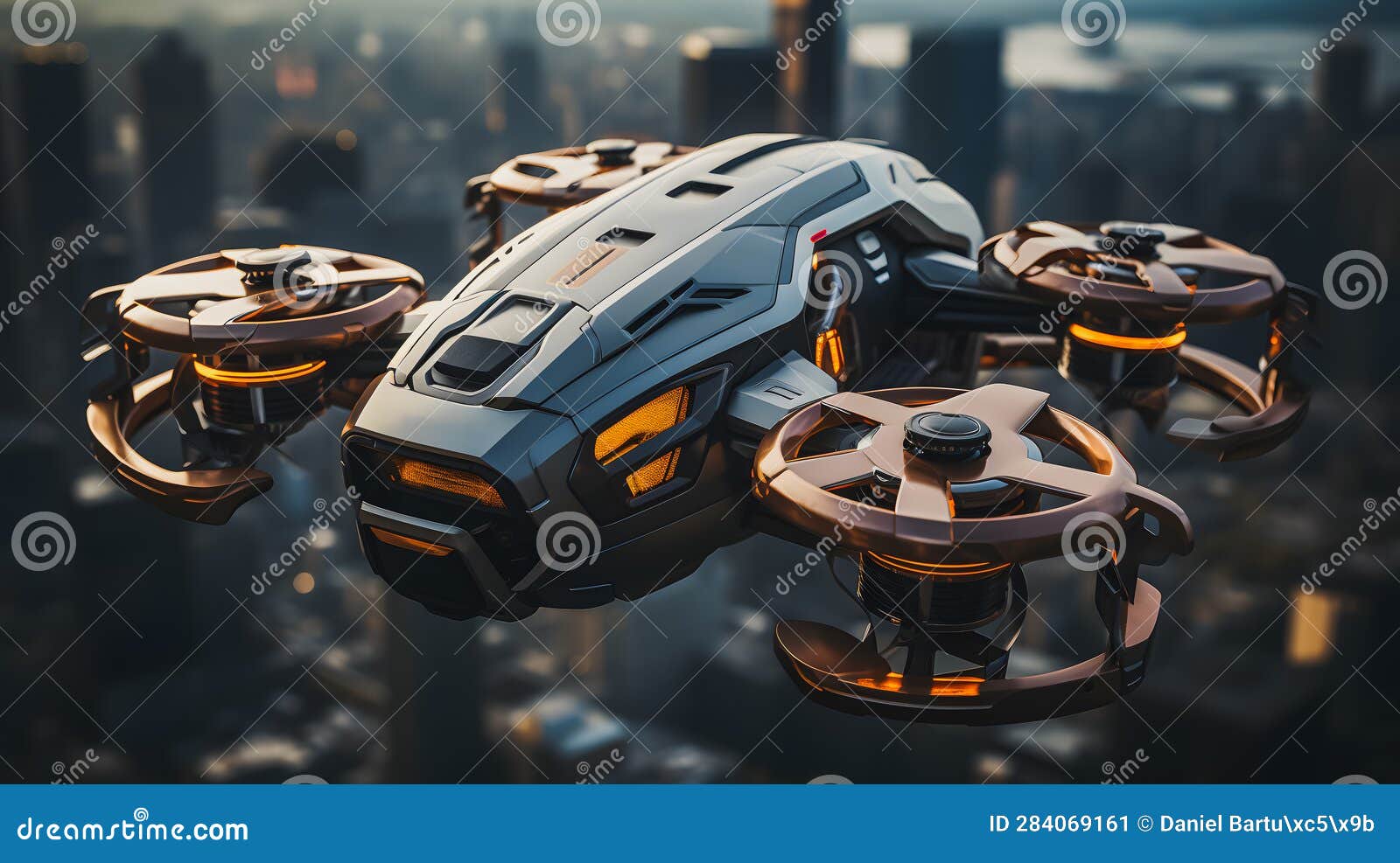 Modern Rocket-propelled Drone, Drones of the Future. Generative AI ...