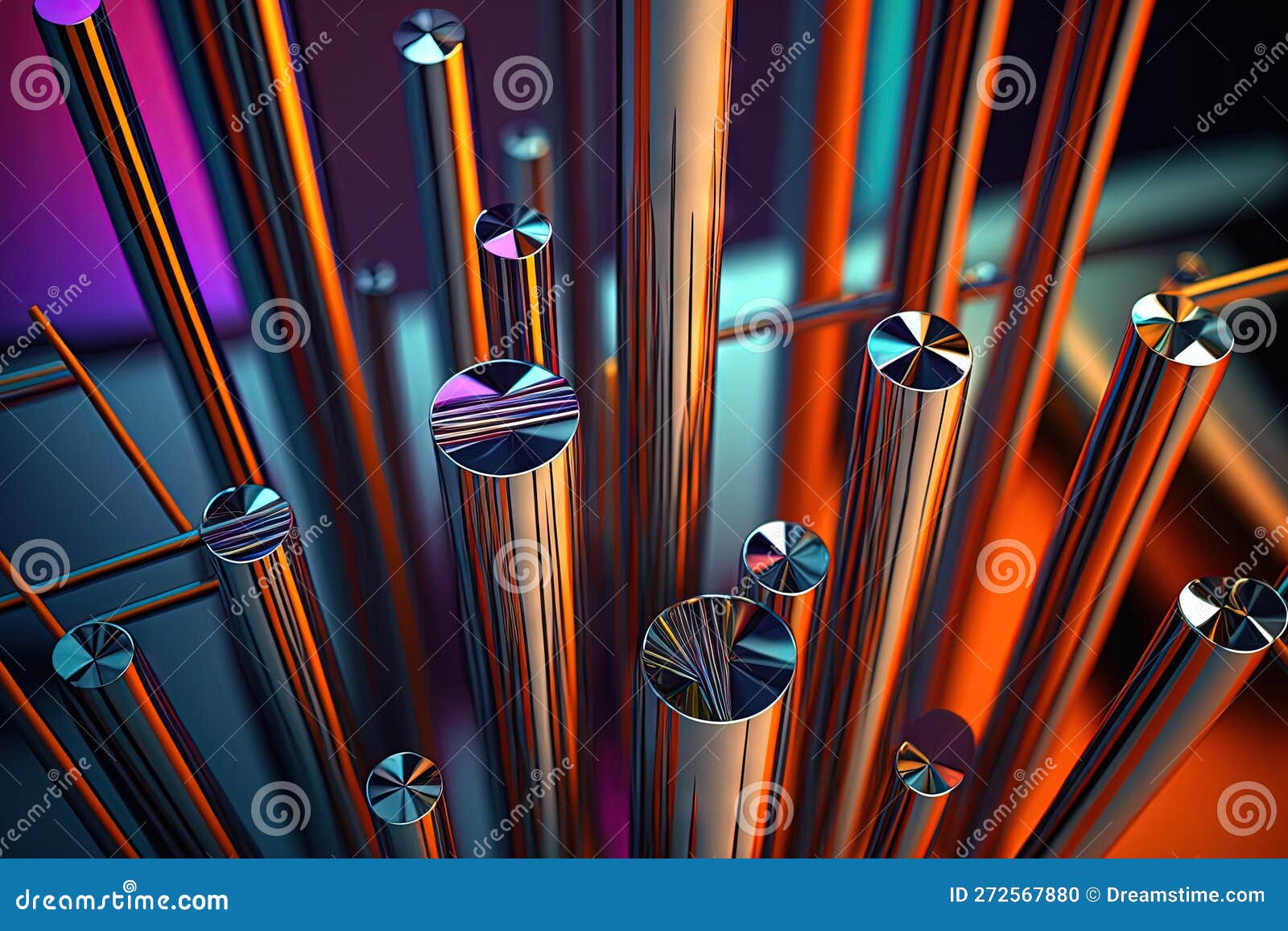 Modern Rods Gather in the Center Against an Abstract Digital Background ...