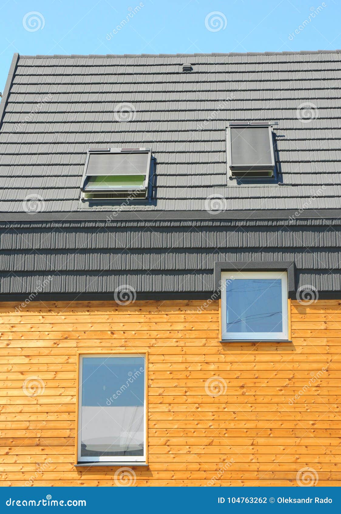 Skylights Windows On Modern House Roof Top. Attic Skylight Windows On ...