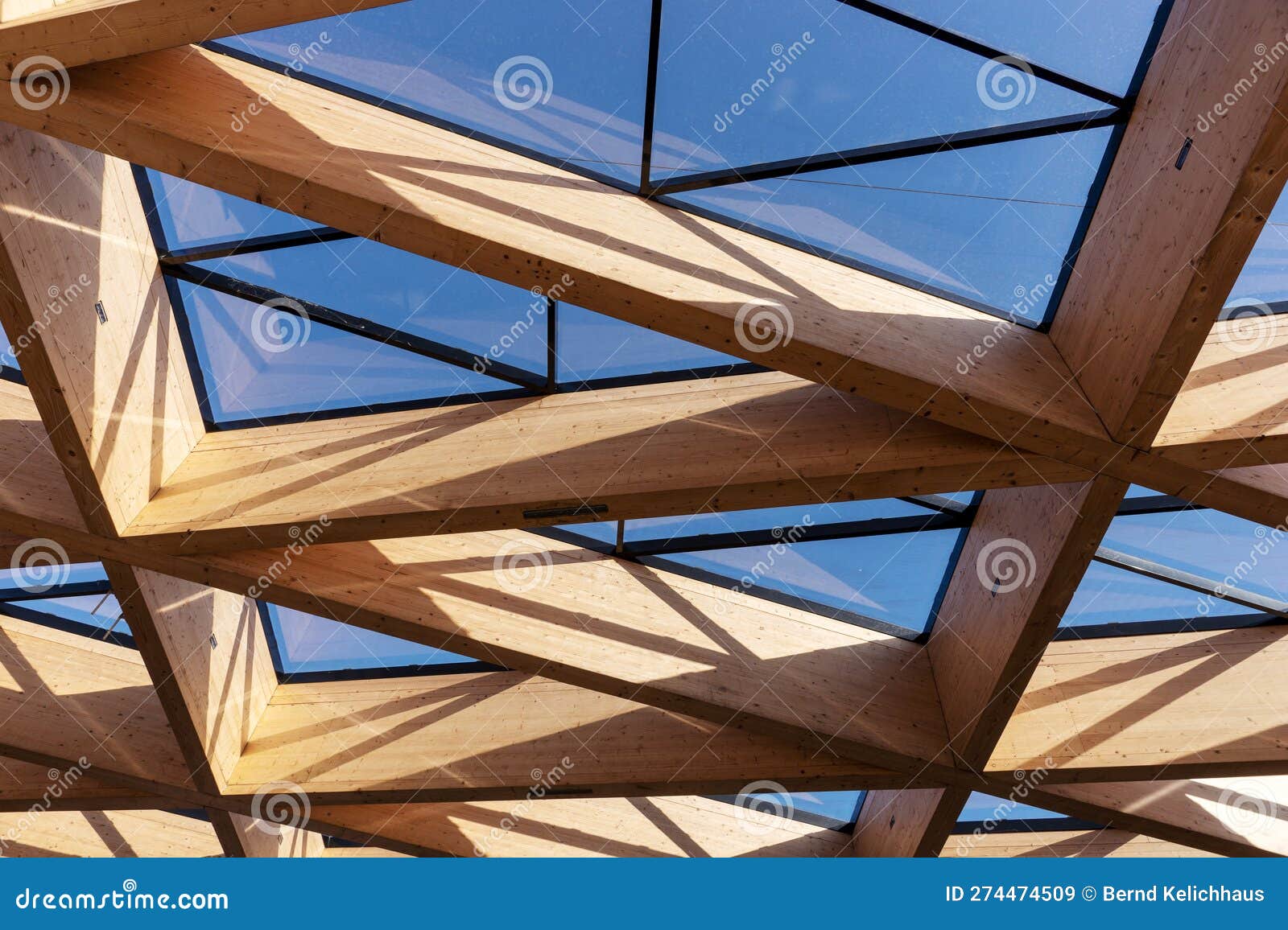 Modern Roof Construction Made of Wood and Glass Stock Image - Image of ...