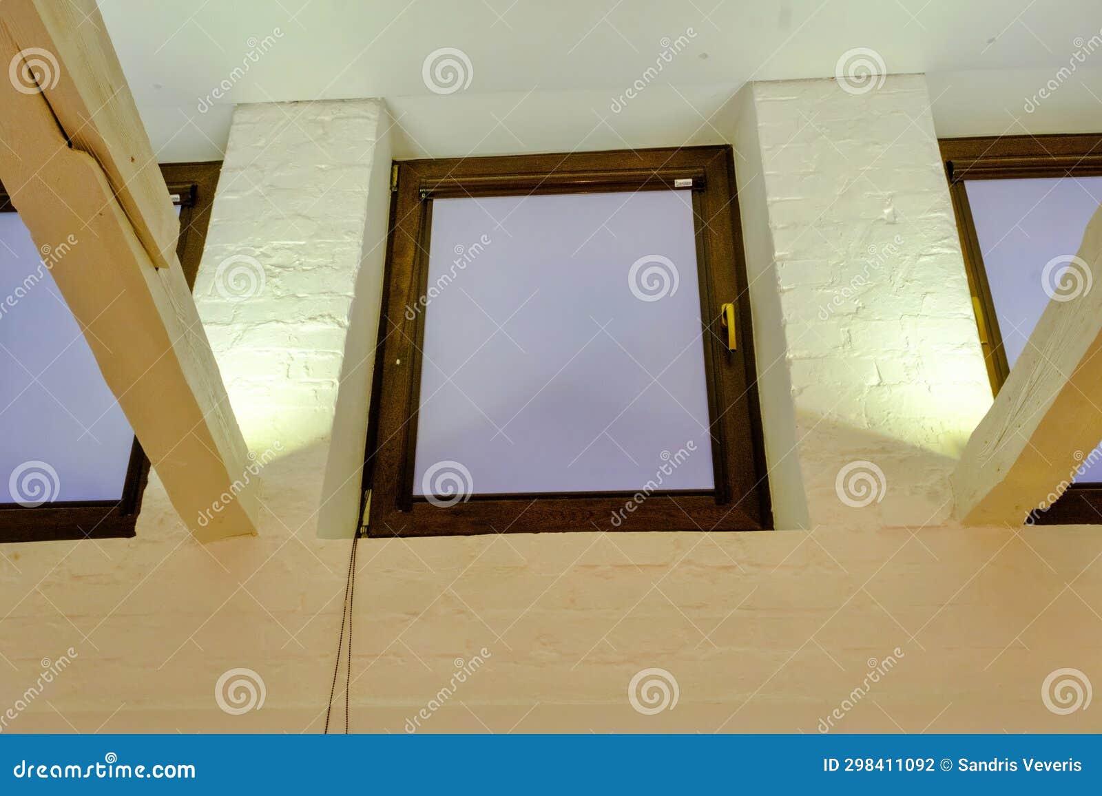 Modern Roof Skylight Window Example. Wooden Structures. Stock Photo ...