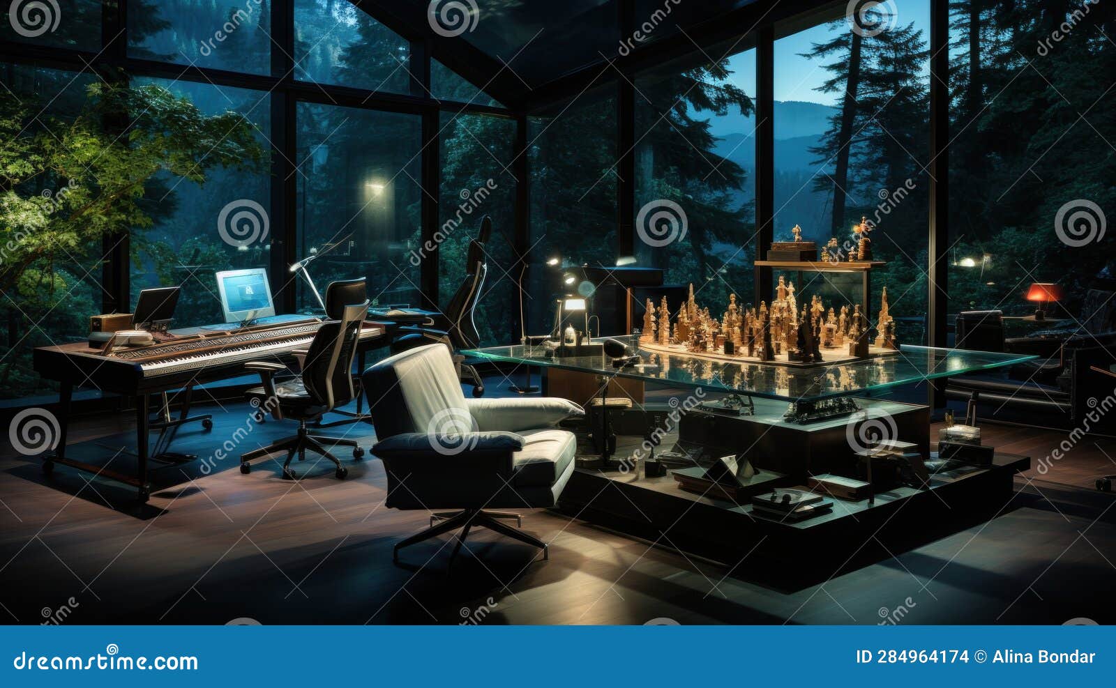 A Modern Room, Featuring a Chess Table As Its Centerpiece. Ceated with ...