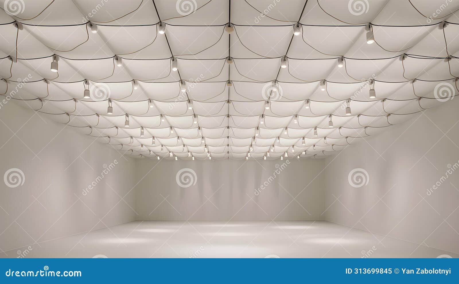 Modern Room with Grid Ceiling and Halogen Spotlights. Concept Grid ...