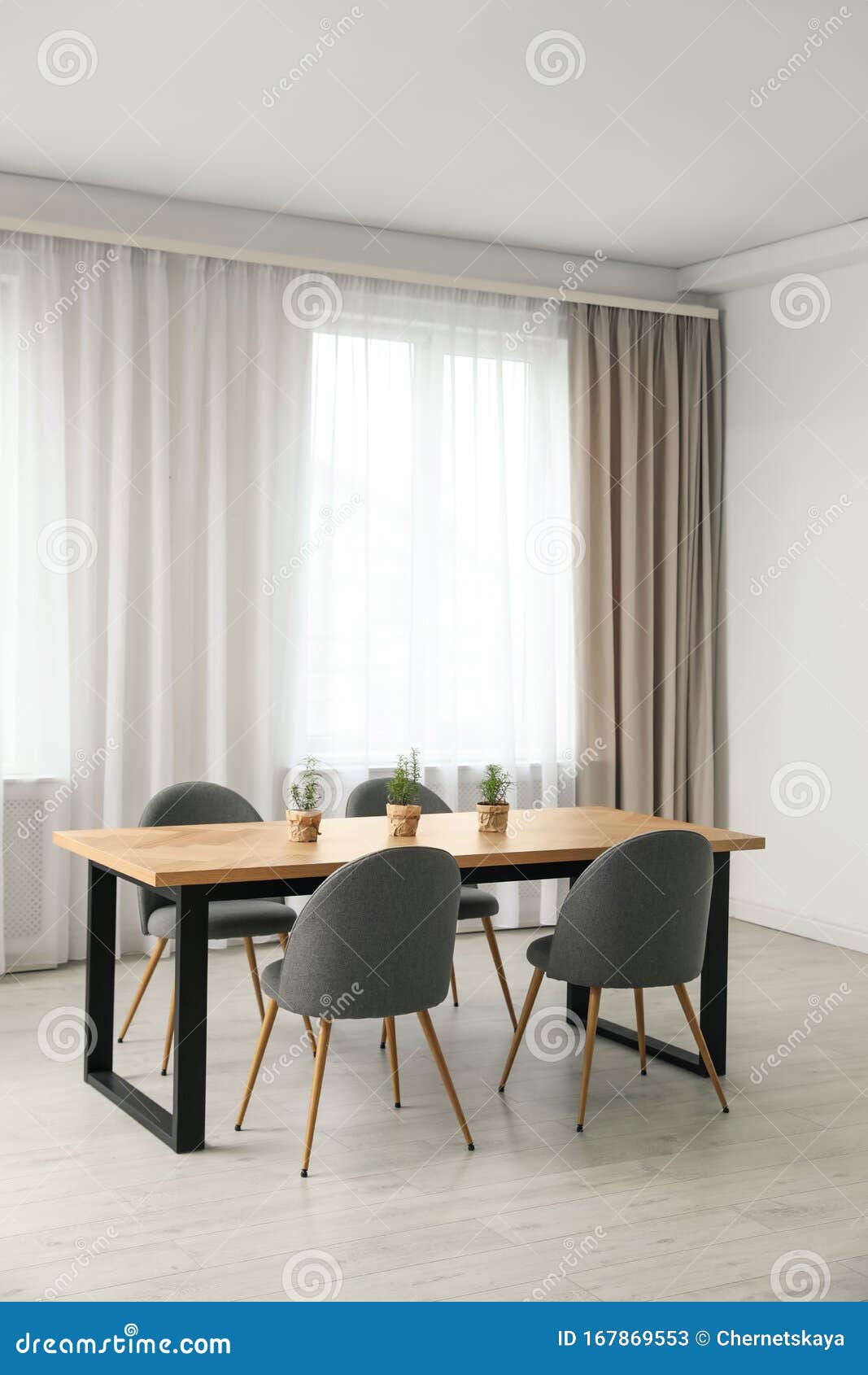 Modern Room with Chairs and Table Stock Image - Image of ceiling, clean ...