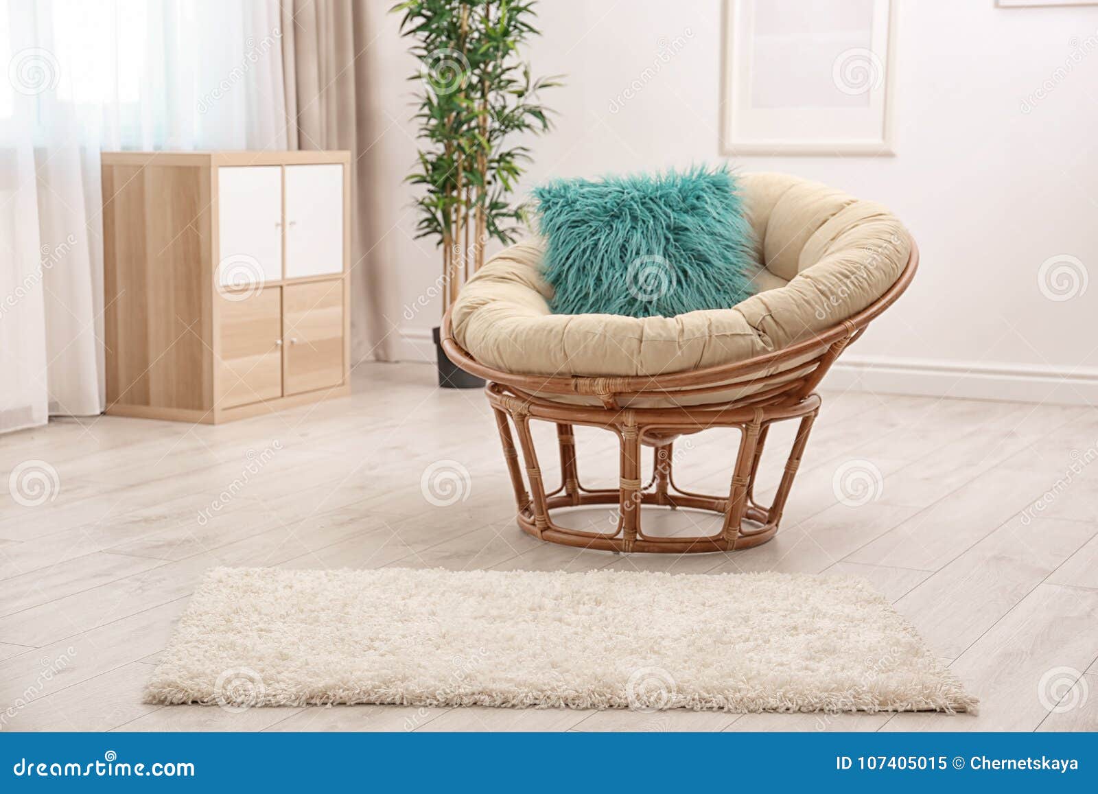 Modern Room Interior with Lounge Chair Stock Image - Image of design ...