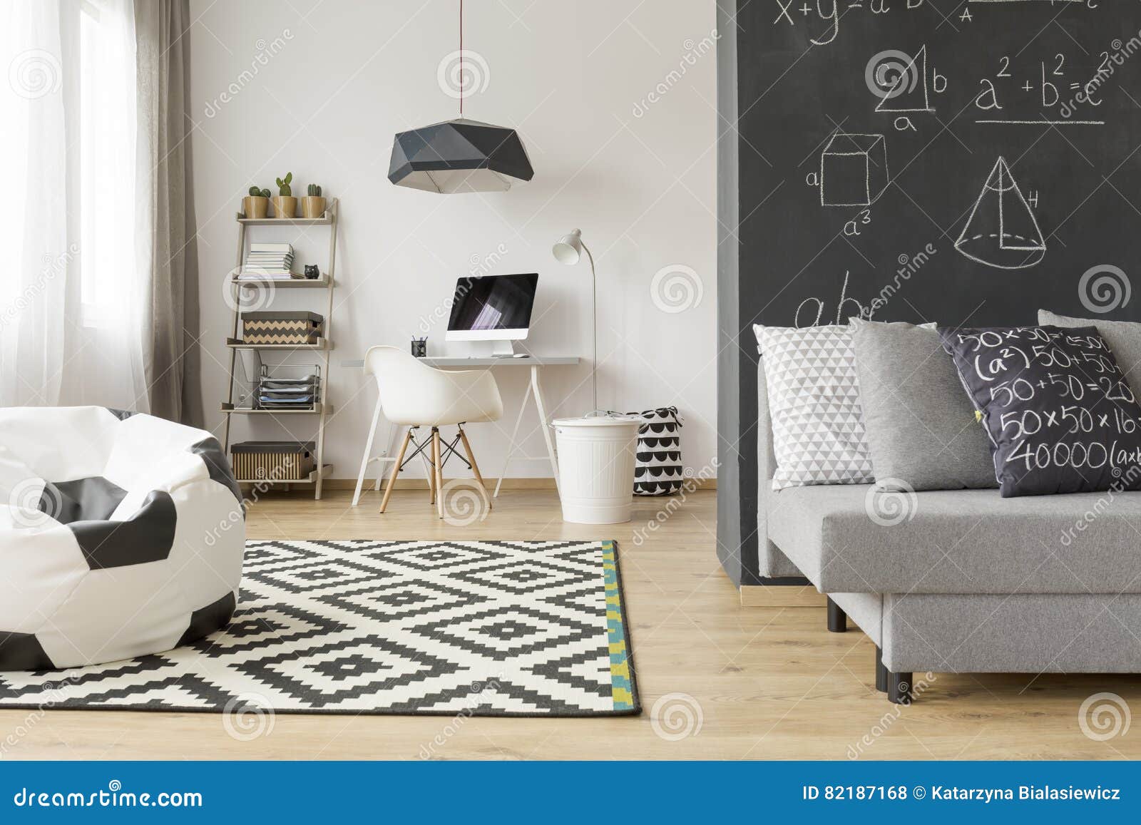 Modern Room with Mathematician`s Workplace Stock Photo - Image of ...