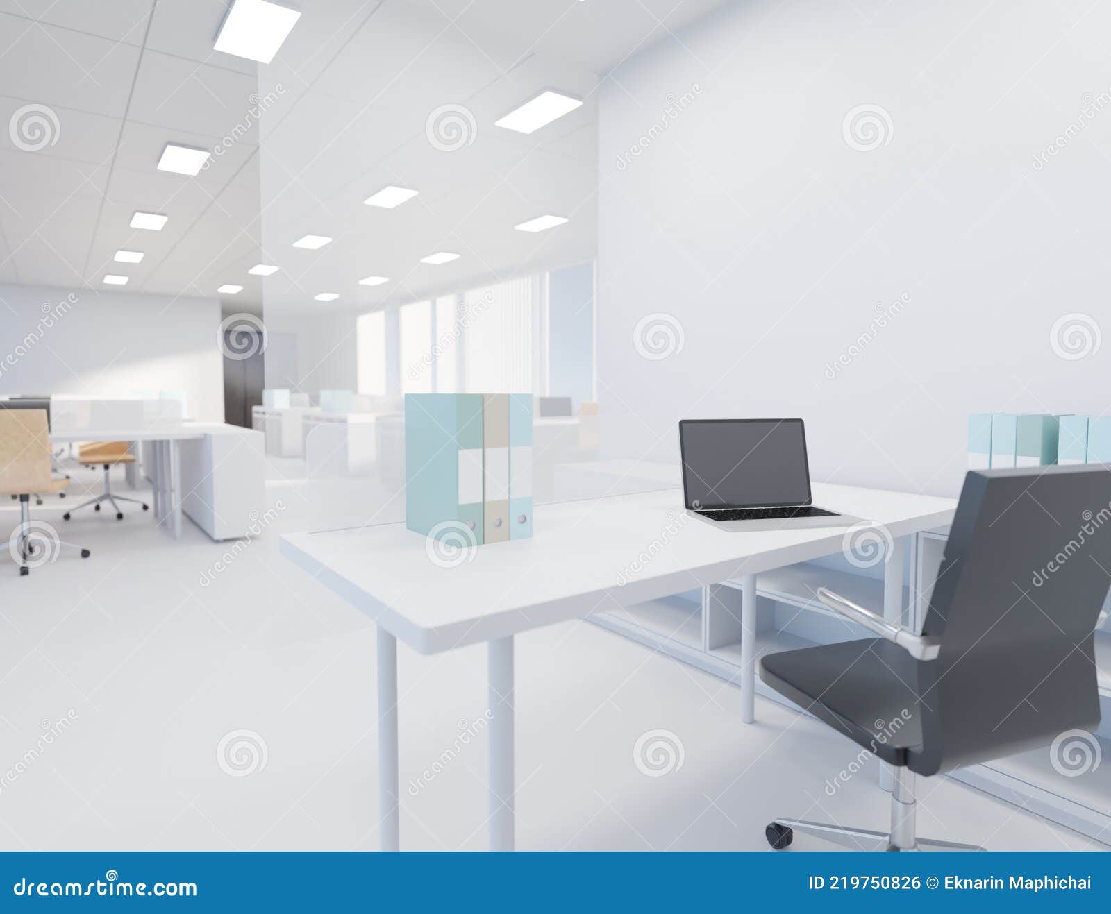 Modern Room Office Scene 3D Rendering Stock Illustration - Illustration ...