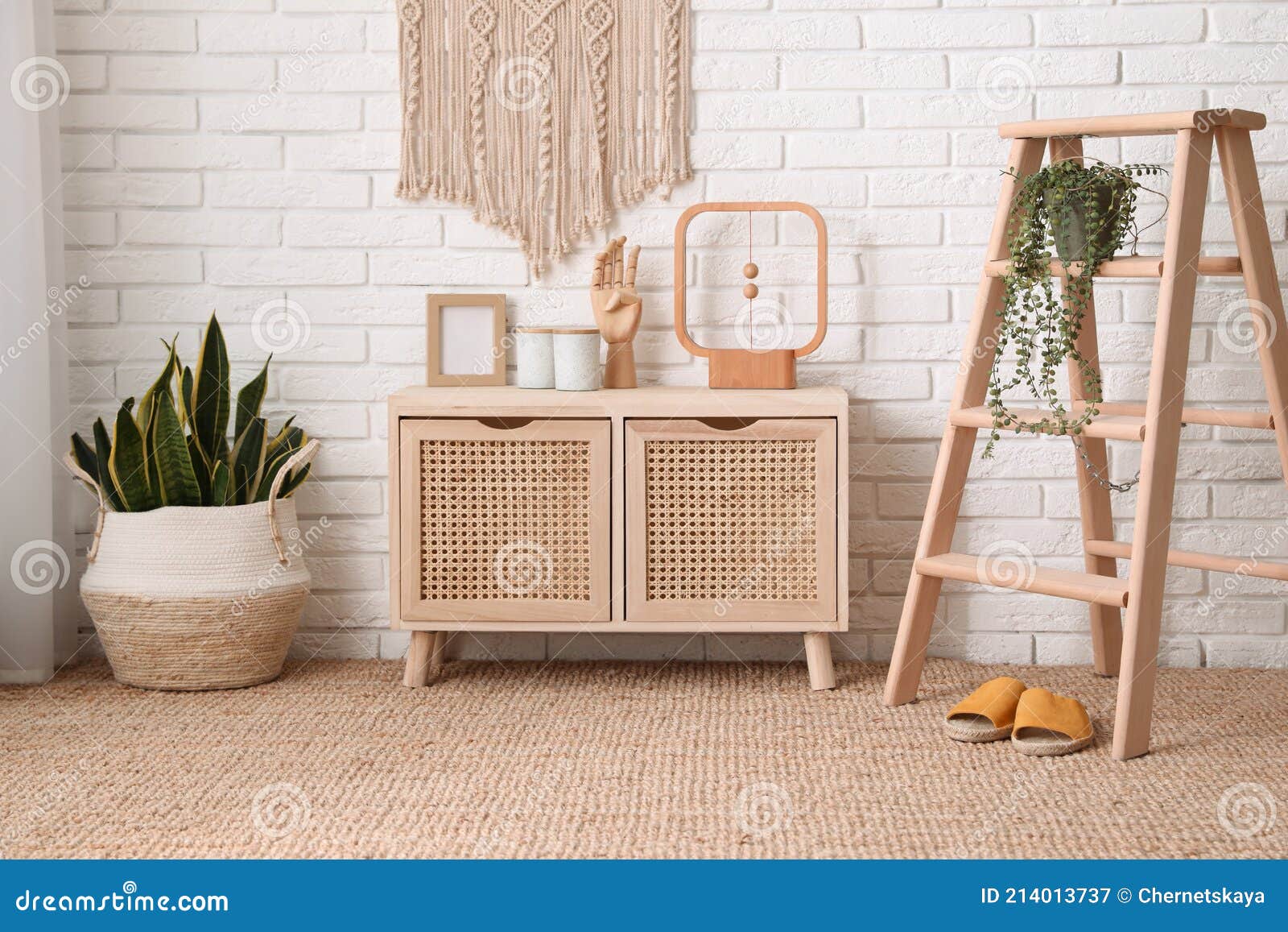 Modern Room with Wooden Commode. Interior Design Stock Image - Image of ...