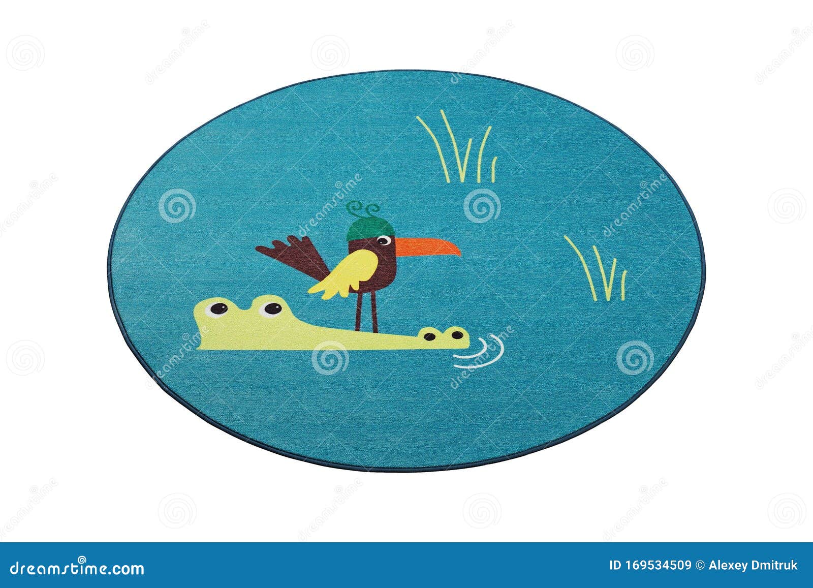 Modern Round Blue Rug with a Animal Pattern. 3d Render Stock ...