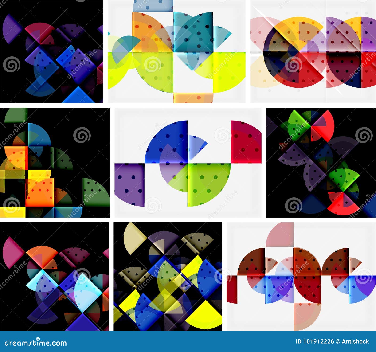 Modern Round Circle Geometric Abstract Background Set Stock Vector ...