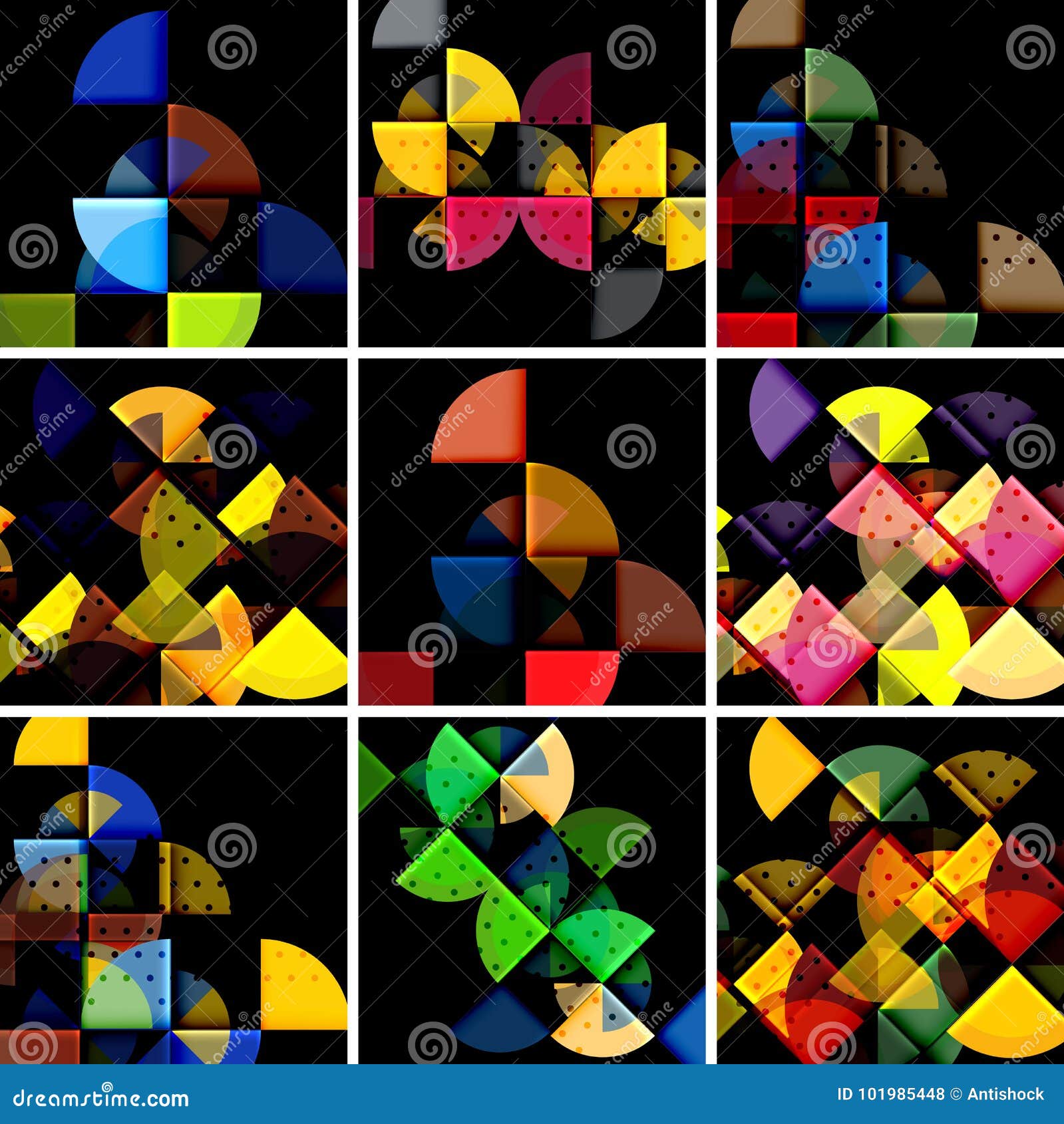 Modern Round Circle Geometric Abstract Background Set Stock Vector ...